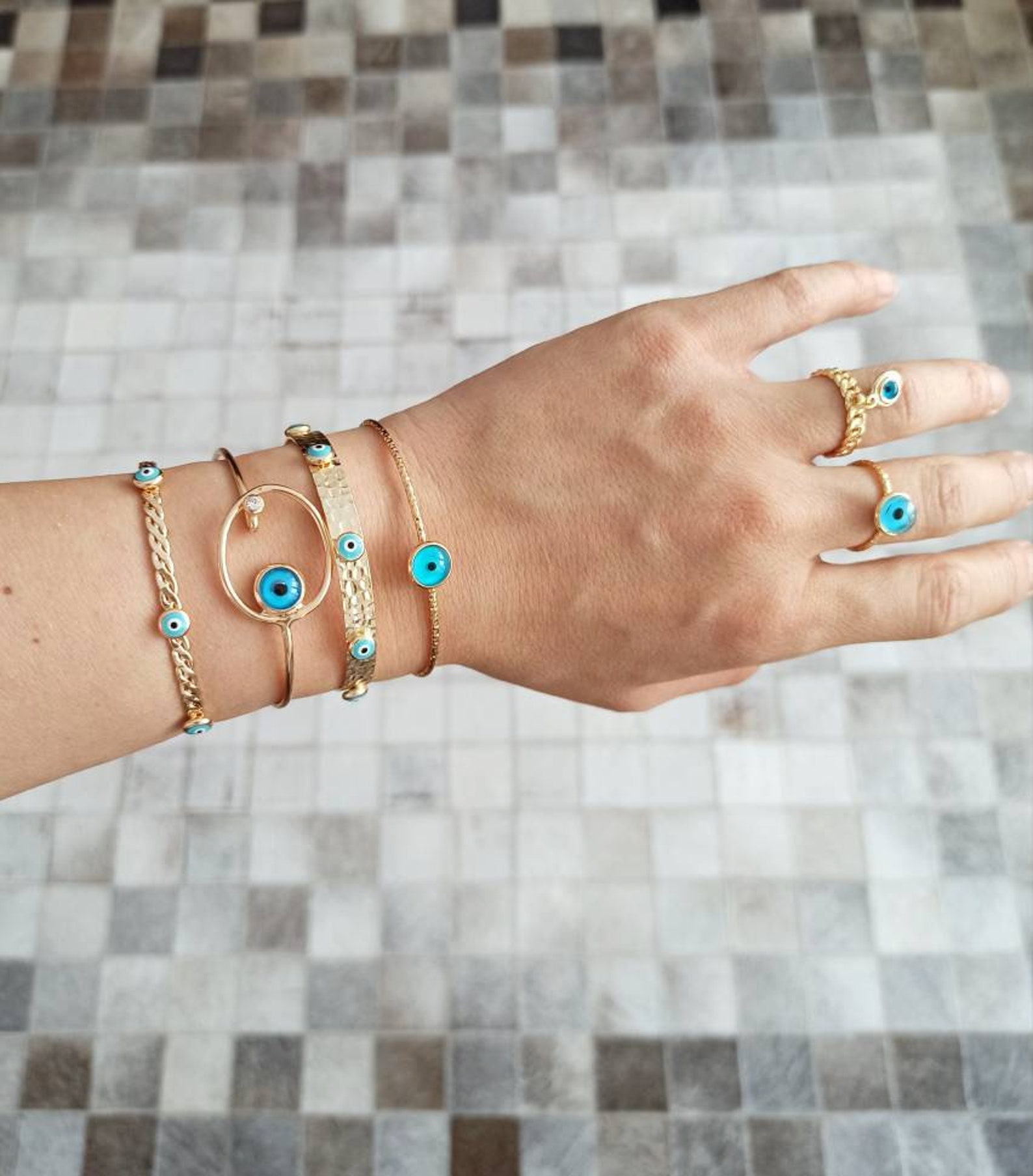 Evil Eye Bangle Evil Eye Cuff Evil Eye Bracelet Evil Eye | Etsy