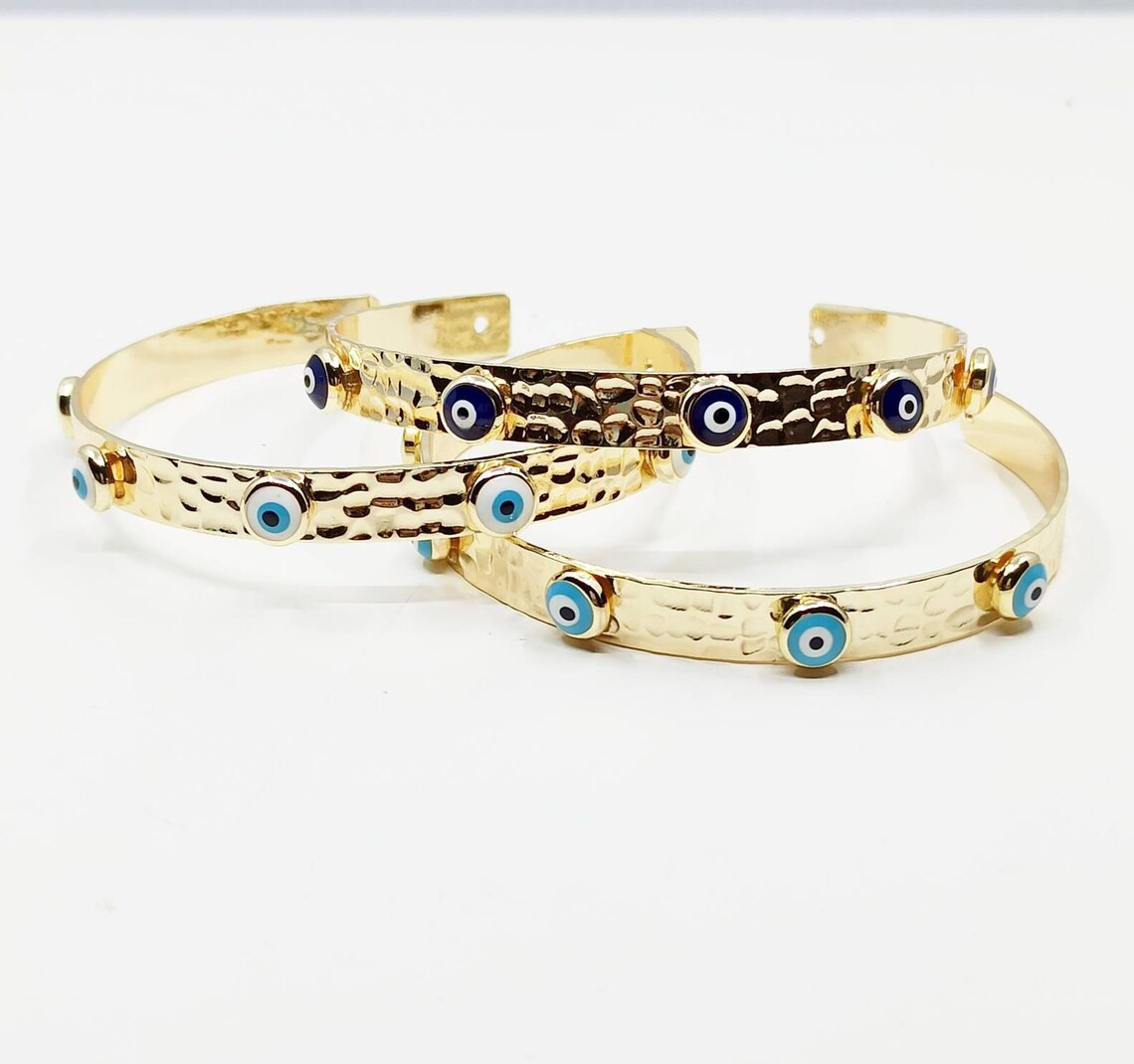 Evil Eye Bracelet Evil Eye Bangle Turkish Jewelry Nazar - Etsy