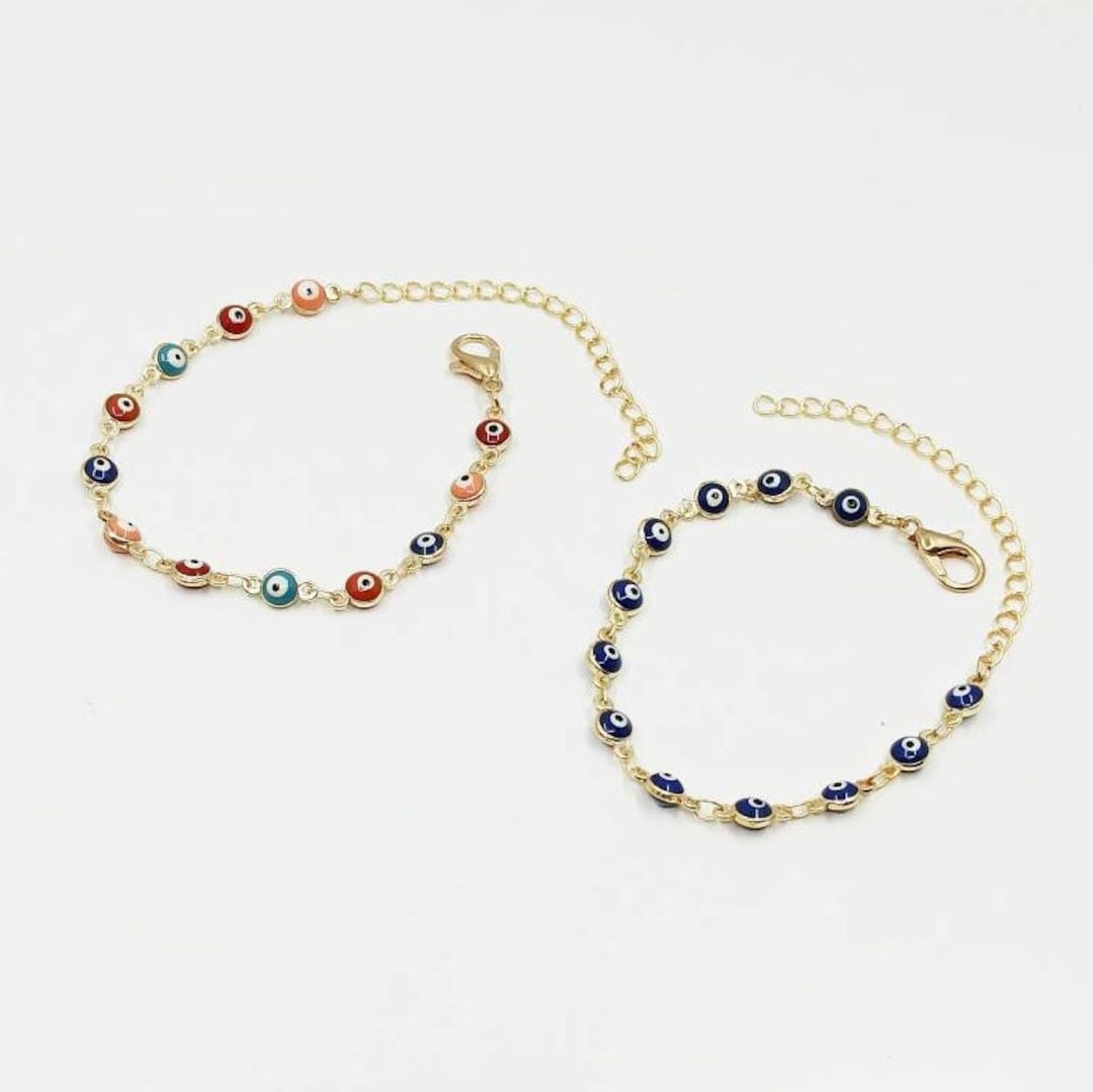 Evil Eye Beaded Bracelet, Turkish Eye Jewelry, Nazar Bracelet, Delicate ...