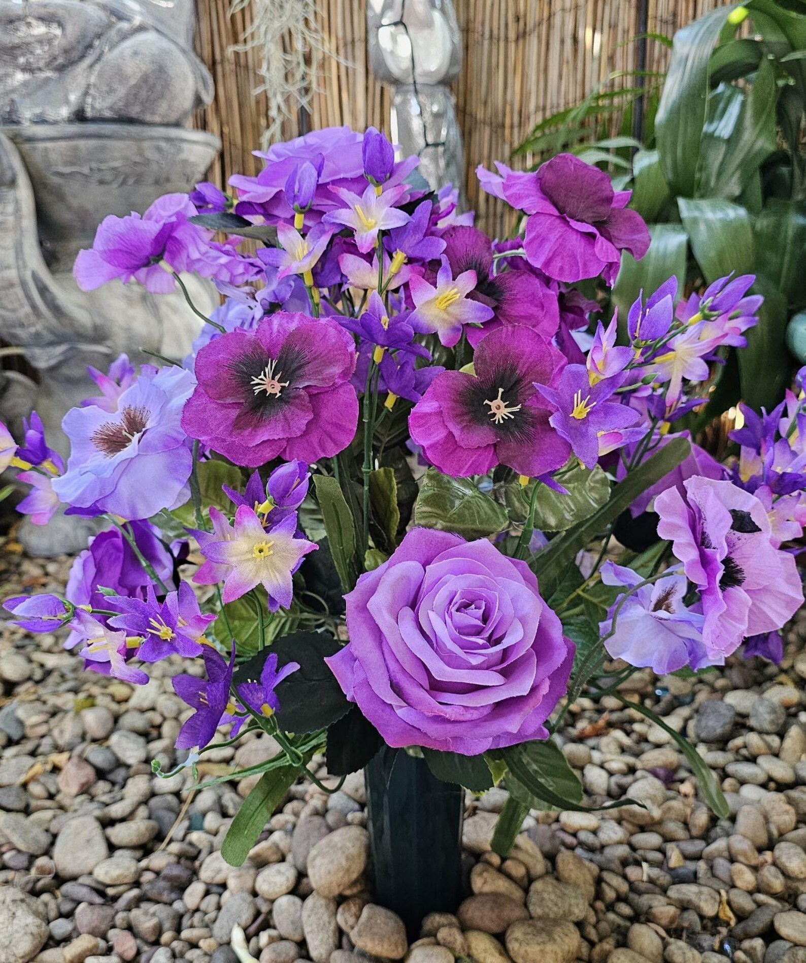 Purple Flower Arrangement, Purple Cemetery Flowers, Floral Gravesite ...