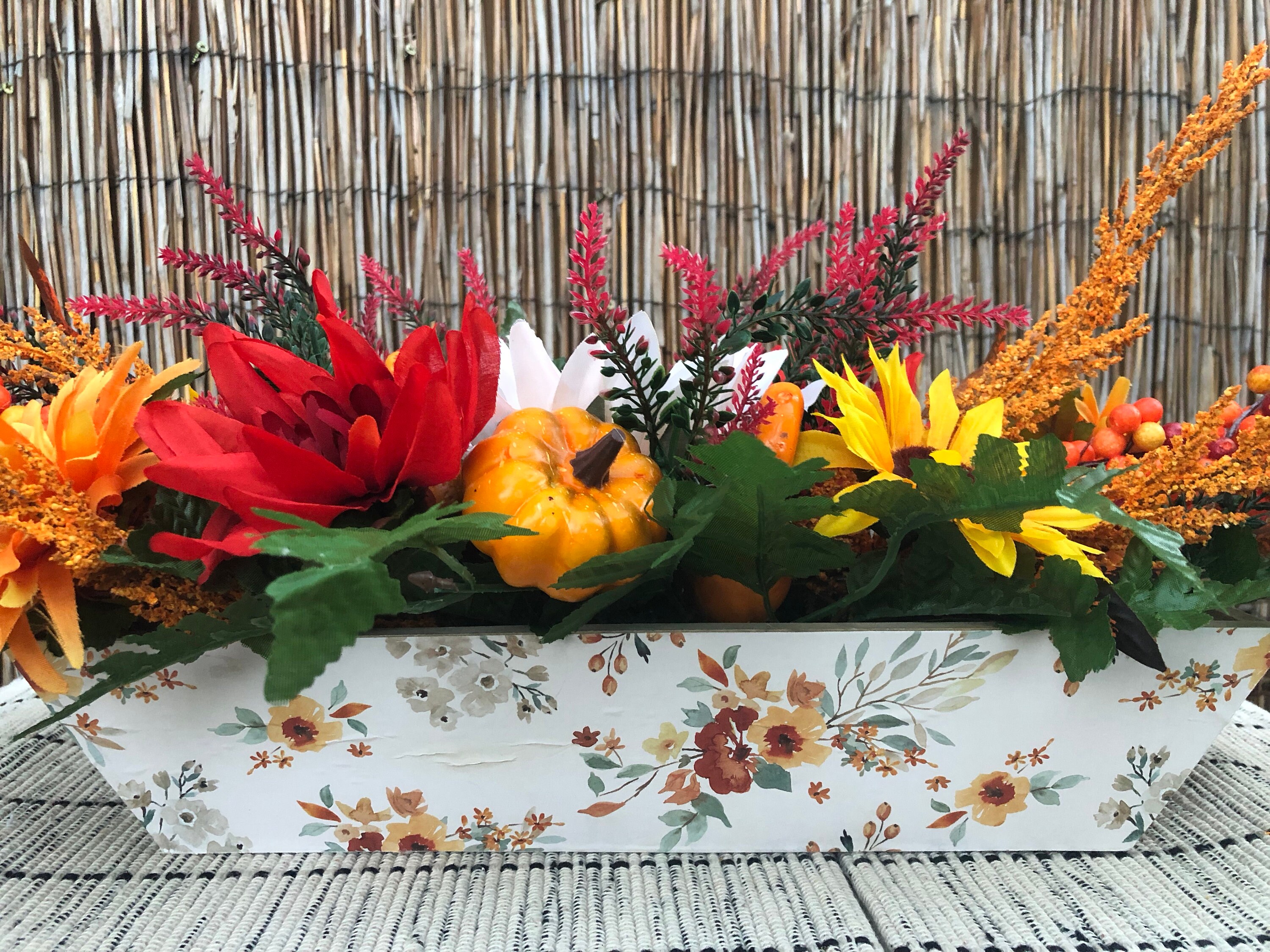 Fall Floral Centerpiece, Fall Table Decor, Fall Home Decor, Long Fall ...