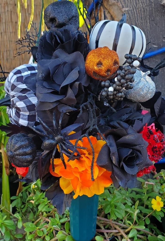 Fall Cemetery Arrangement W/vase, Halloween Cemetery Arrangement ...