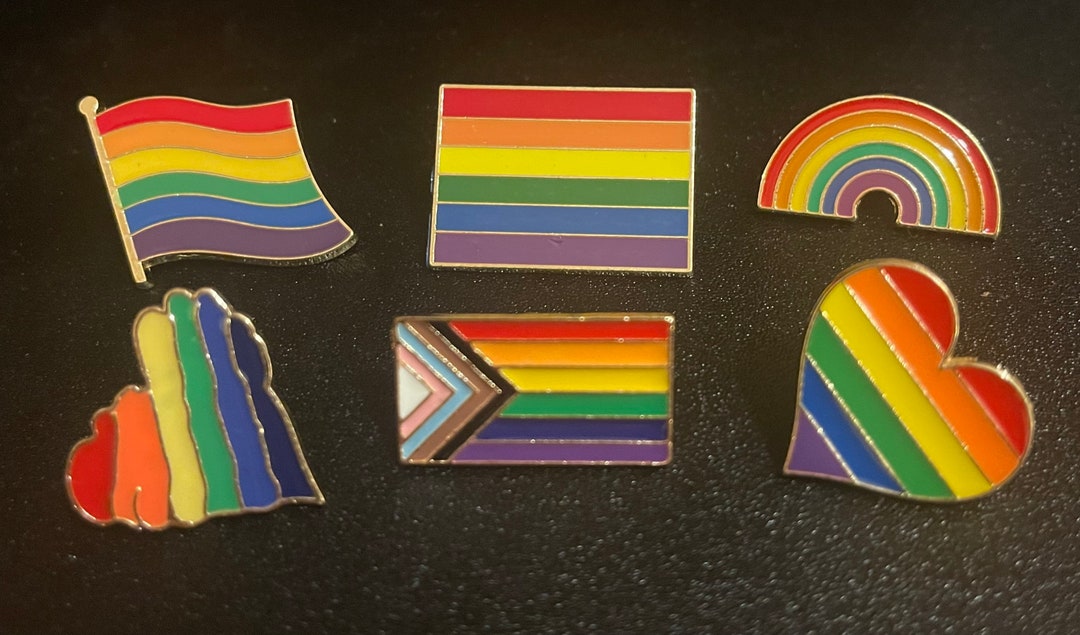 Pride Flag Pins, LGBT Pin, Rainbow Pin, Heart Pin, Love Pin, Progress ...