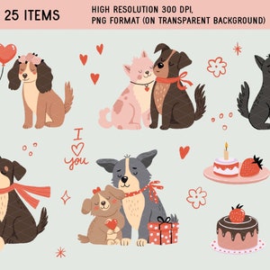 Valentine's Day Dogs PNG Clipart Cute Puppy Love Illustrations for ...