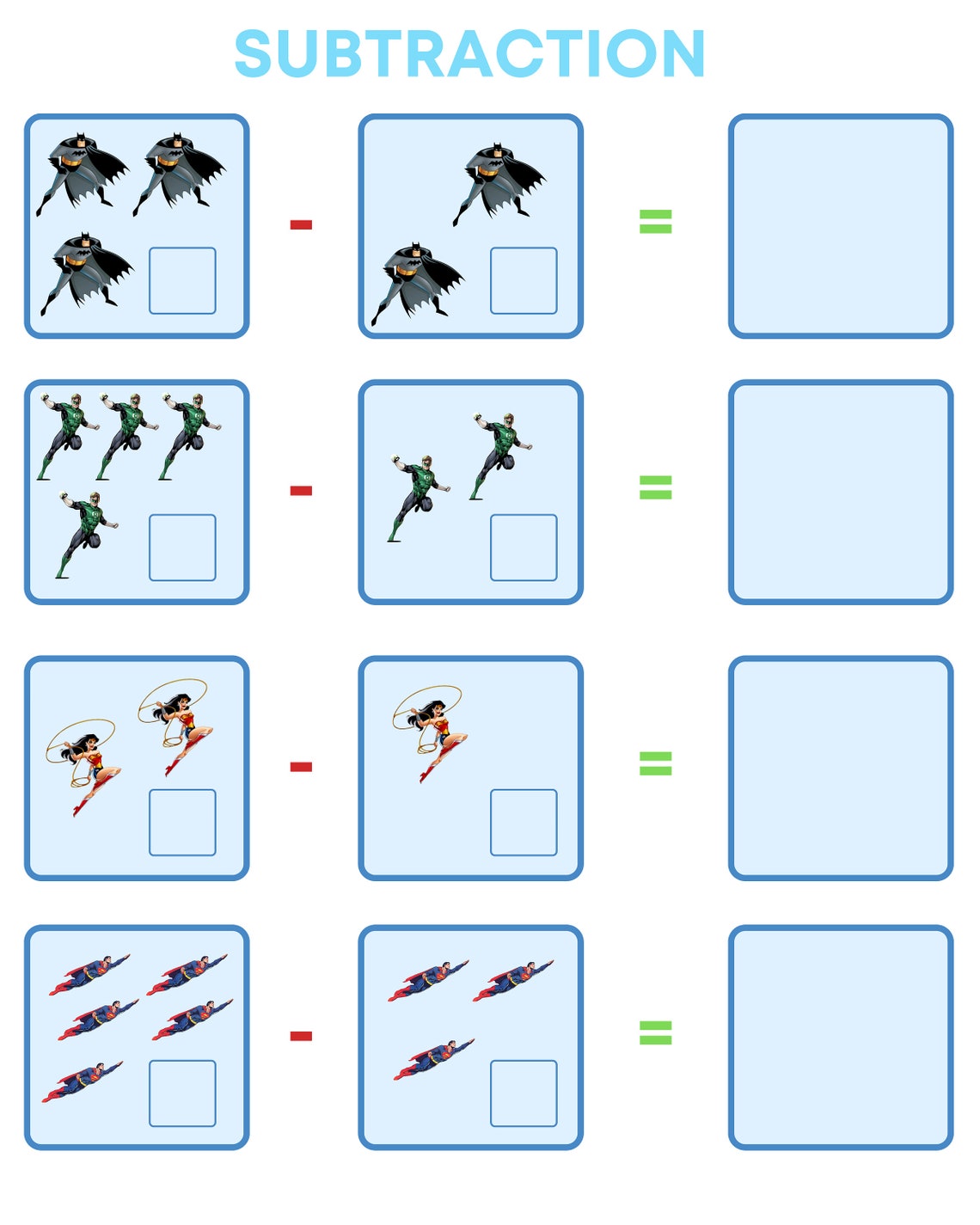 Superhero Math for Early Years, Kids, Kindergarten, Superhero Counting ...