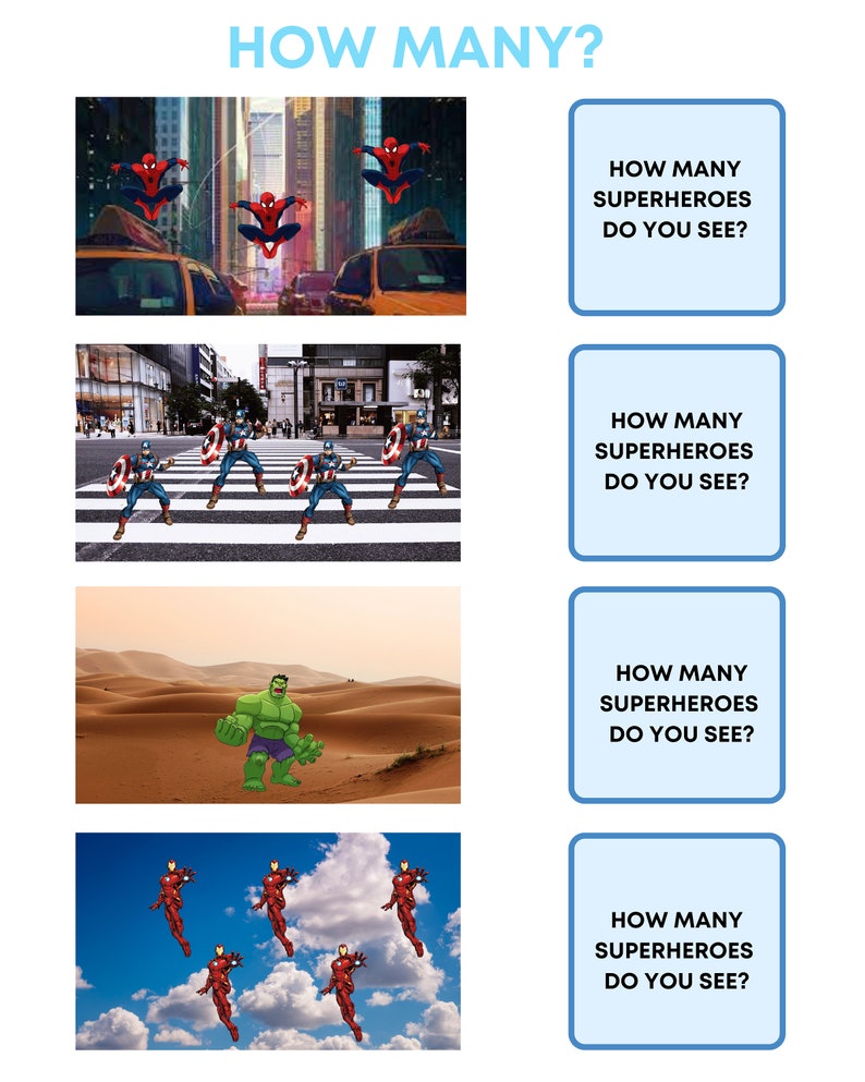 Superhero Math for Early Years, Kids, Kindergarten, Superhero Counting ...