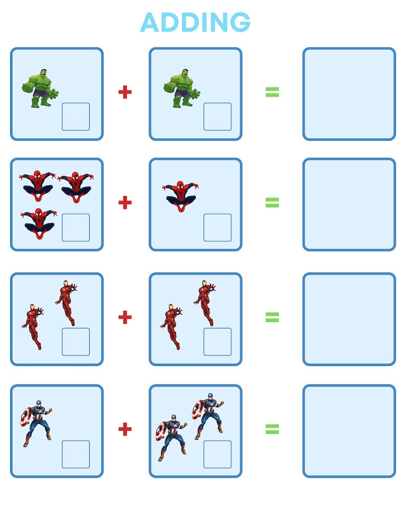 Superhero Math for Early Years, Kids, Kindergarten, Superhero Counting ...