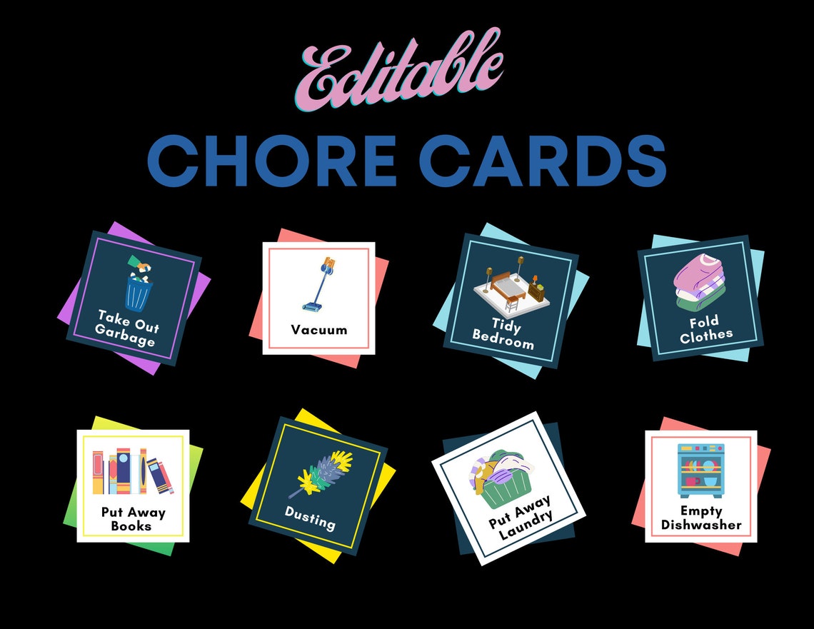 Editable Chore Cards & Chart, Toddler Daily Rhythm, Visual Chore Cards ...