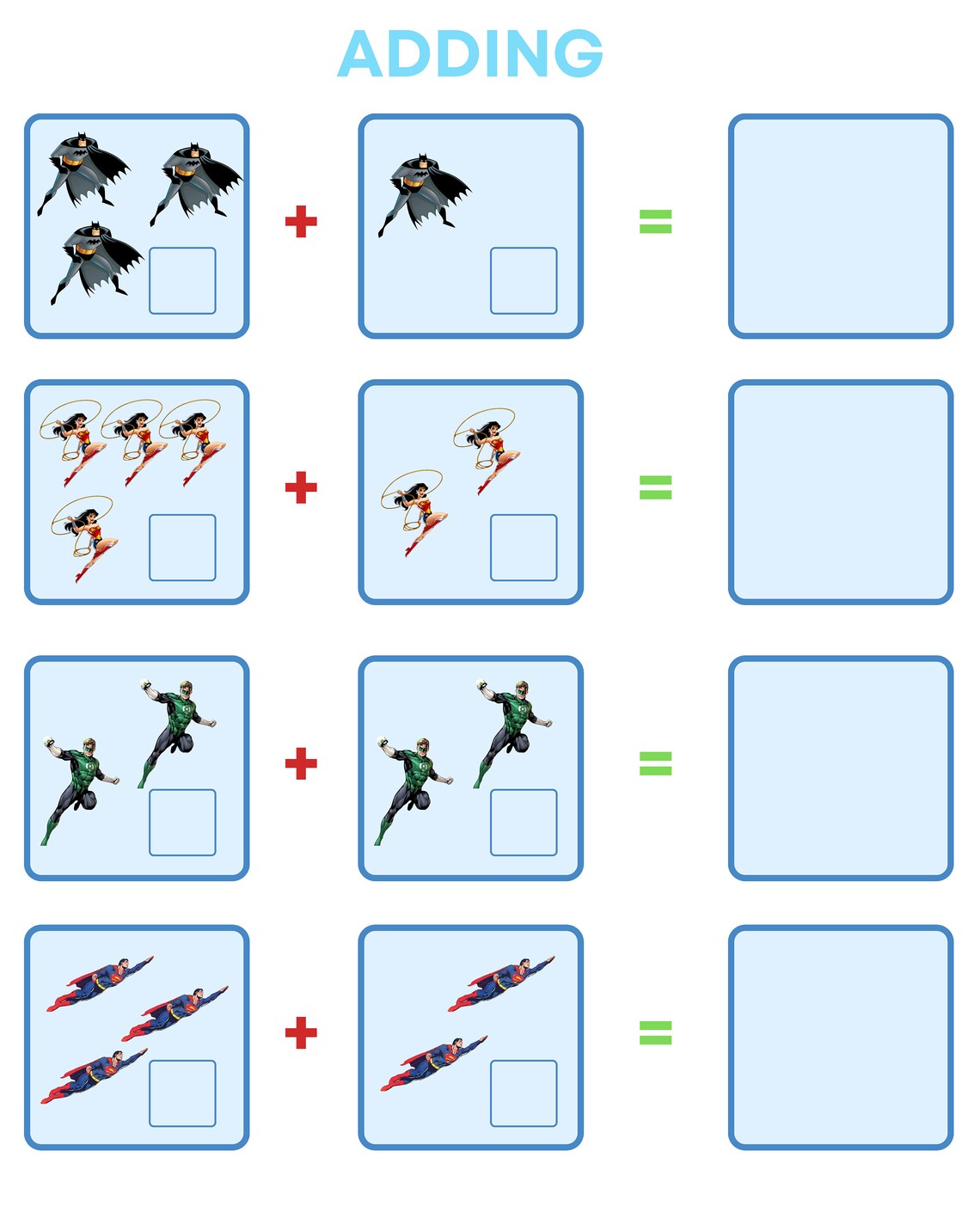 Superhero Math for Early Years, Kids, Kindergarten, Superhero Counting ...