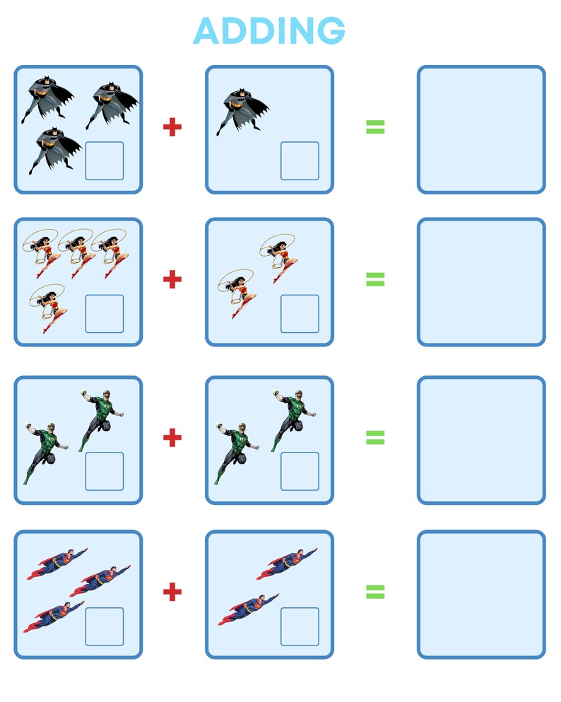 Superhero Math for Early Years, Kids, Kindergarten, Superhero Counting ...