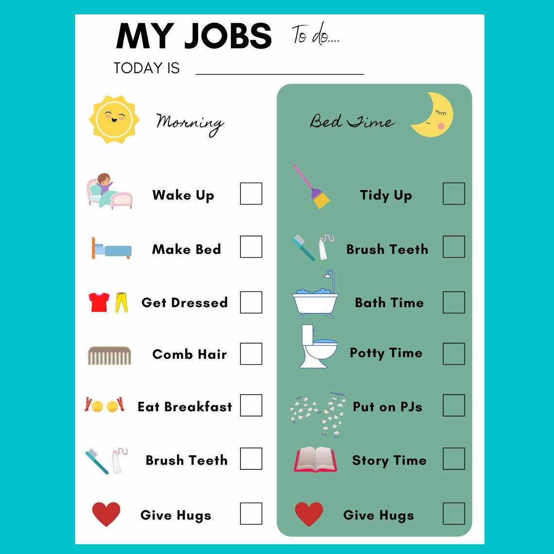 My Daily Tasks, Daily Tasks for Kids, Morning Routine, Evening Routine ...