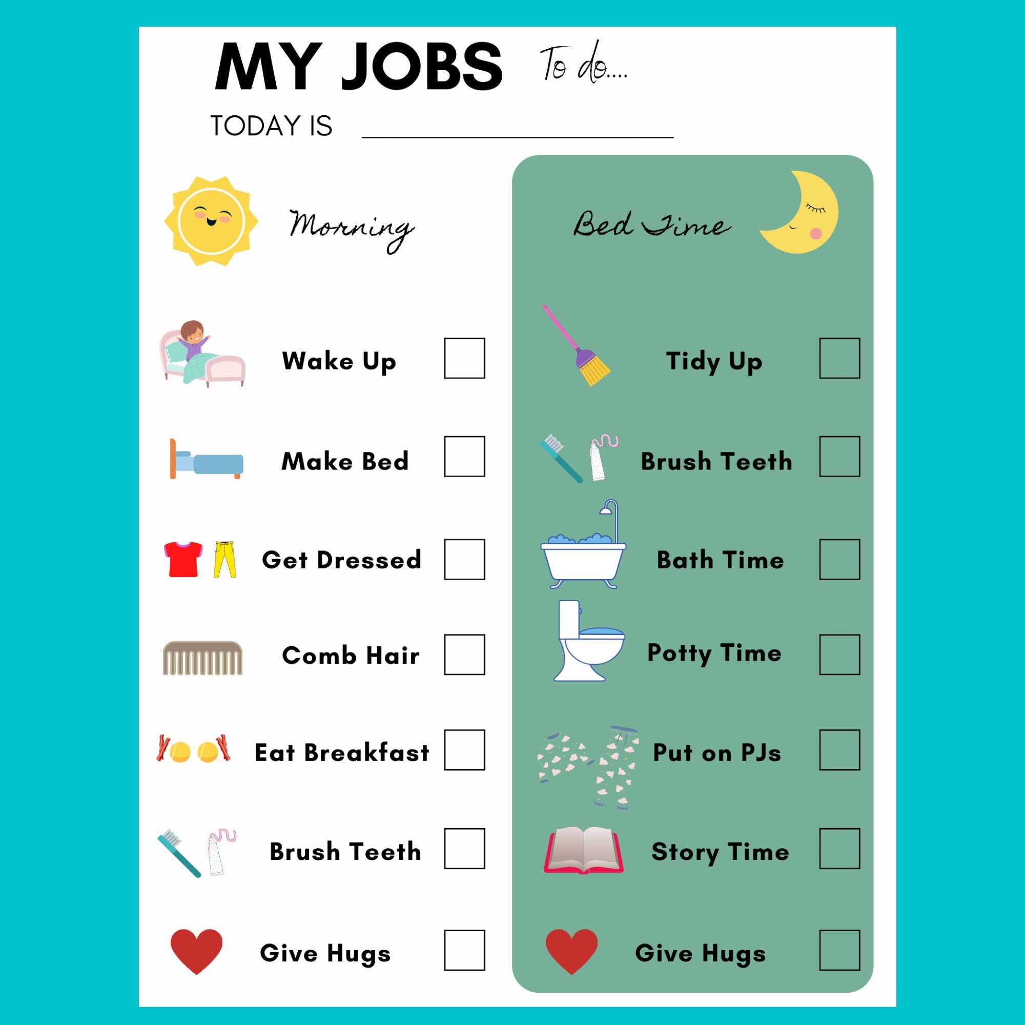 My Daily Tasks Daily Tasks For Kids Morning Routine Evening Routine 