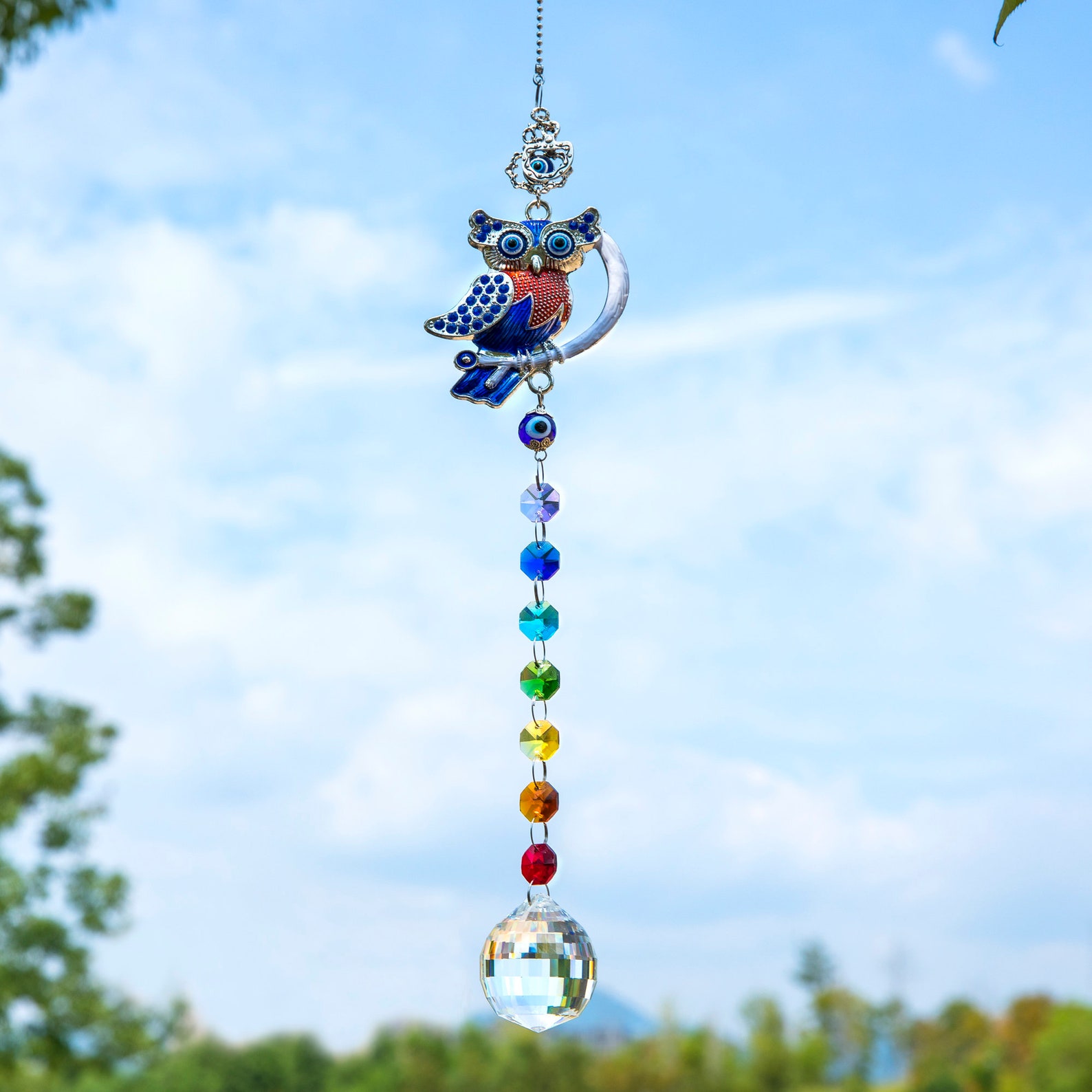 Handmade Crystal Suncatcher Chakra Colors Beads Owl Decor - Etsy