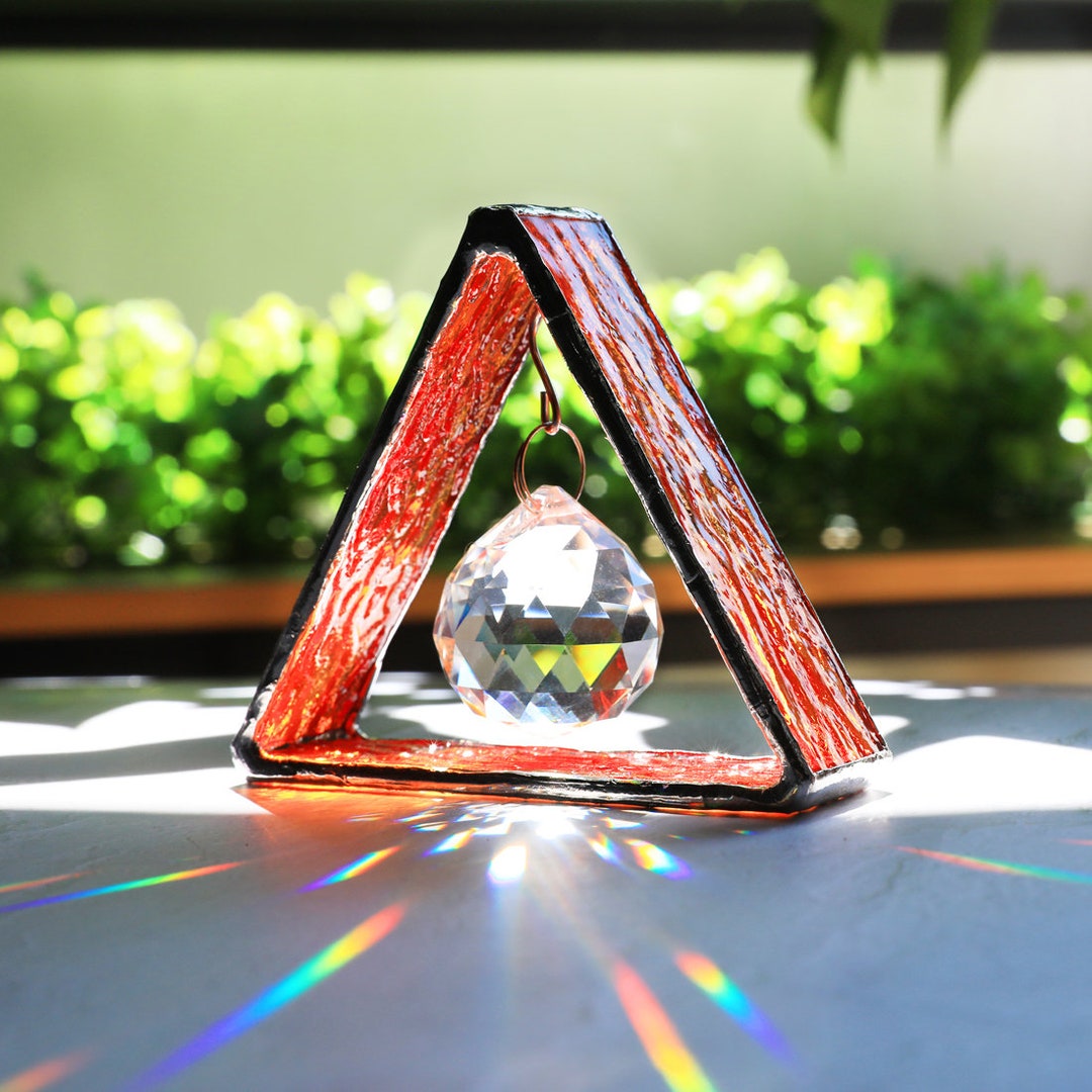 Handcrafted Pyramid in Stained Glass Rainbow Maker Window Sun Catcher ...