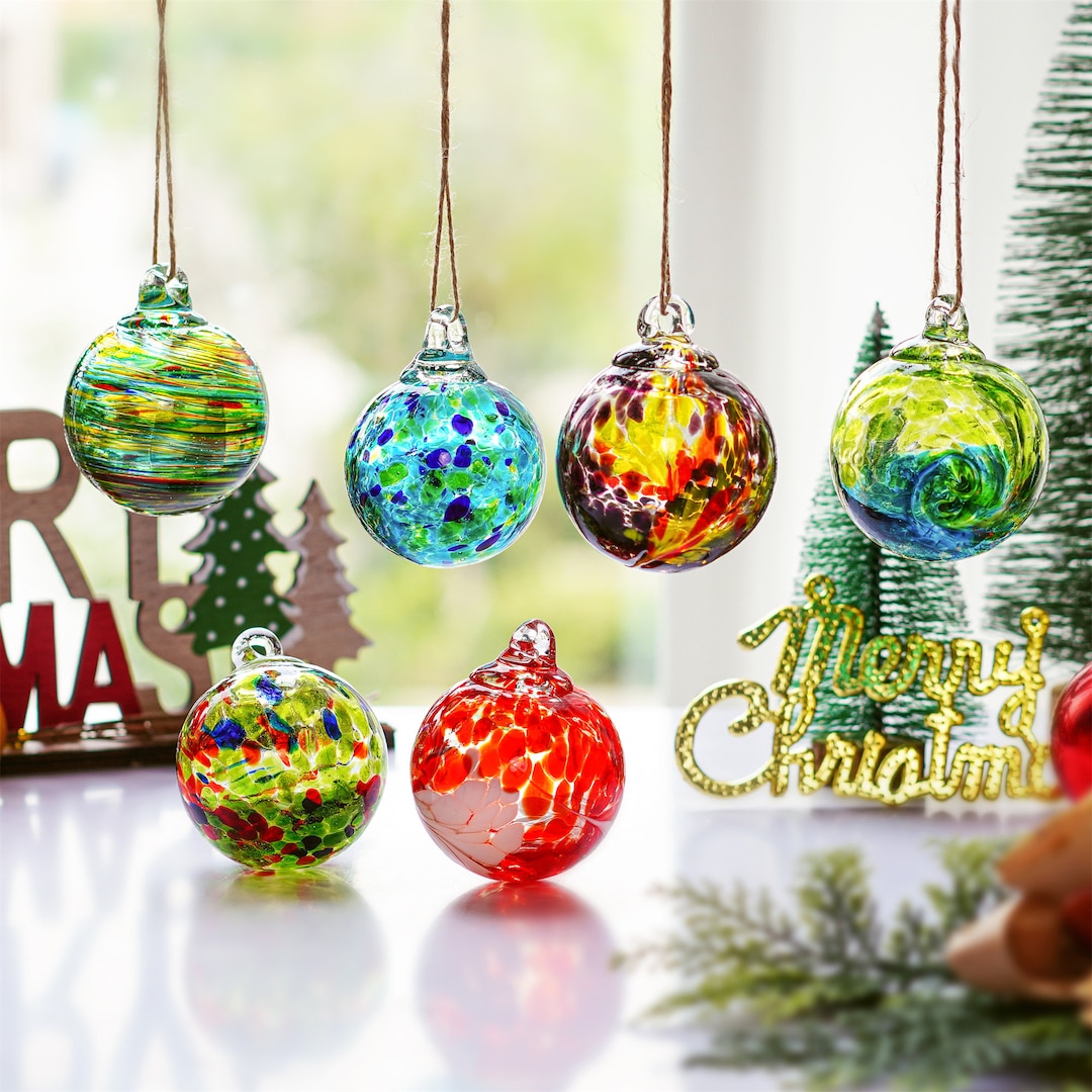6pcs Hand-blown Glass Ornaments Hanging Friendship Balls Glass Gazing ...