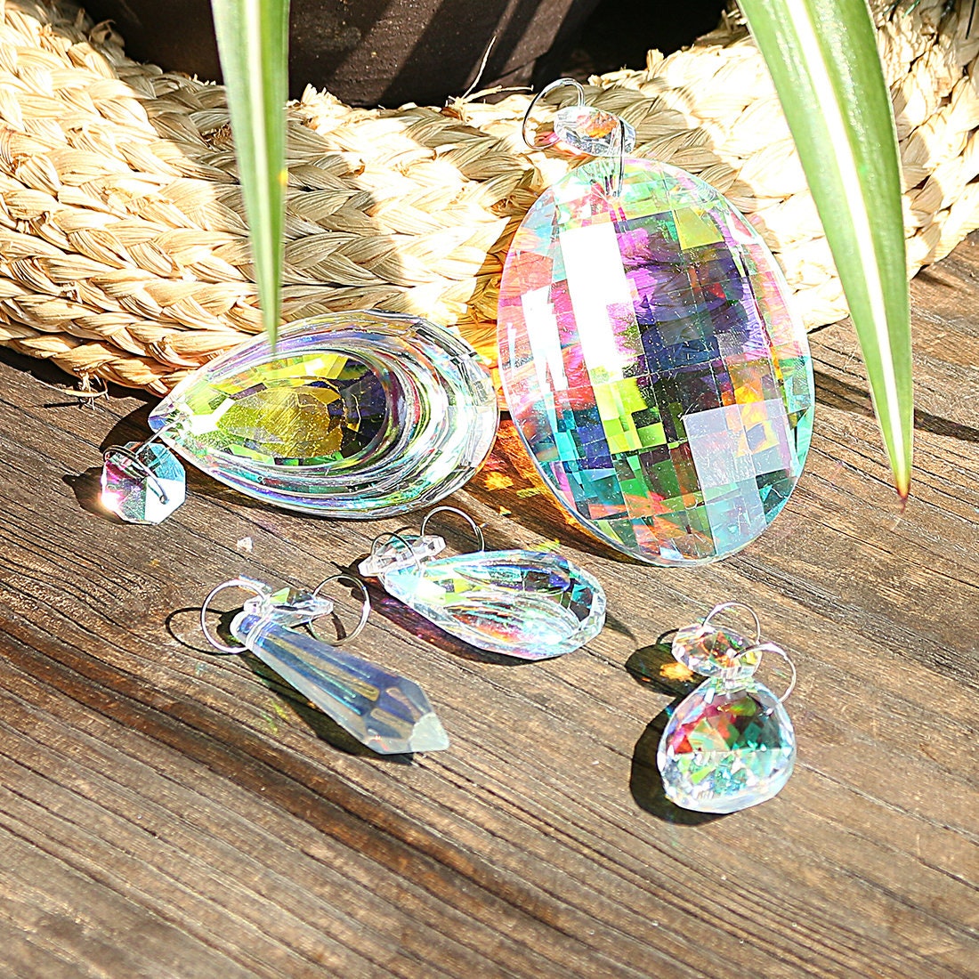 18pcs Colorful Lamp Prisms Parts With Octagon Bead Chandelier | Etsy