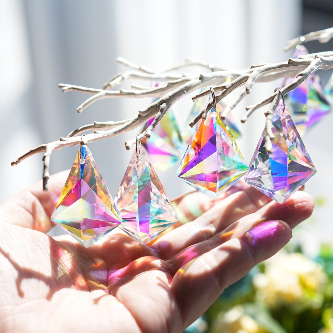 Handmade 50mm 10 Pcs Hanging Crystals Prism Suncatcher for Windows ...