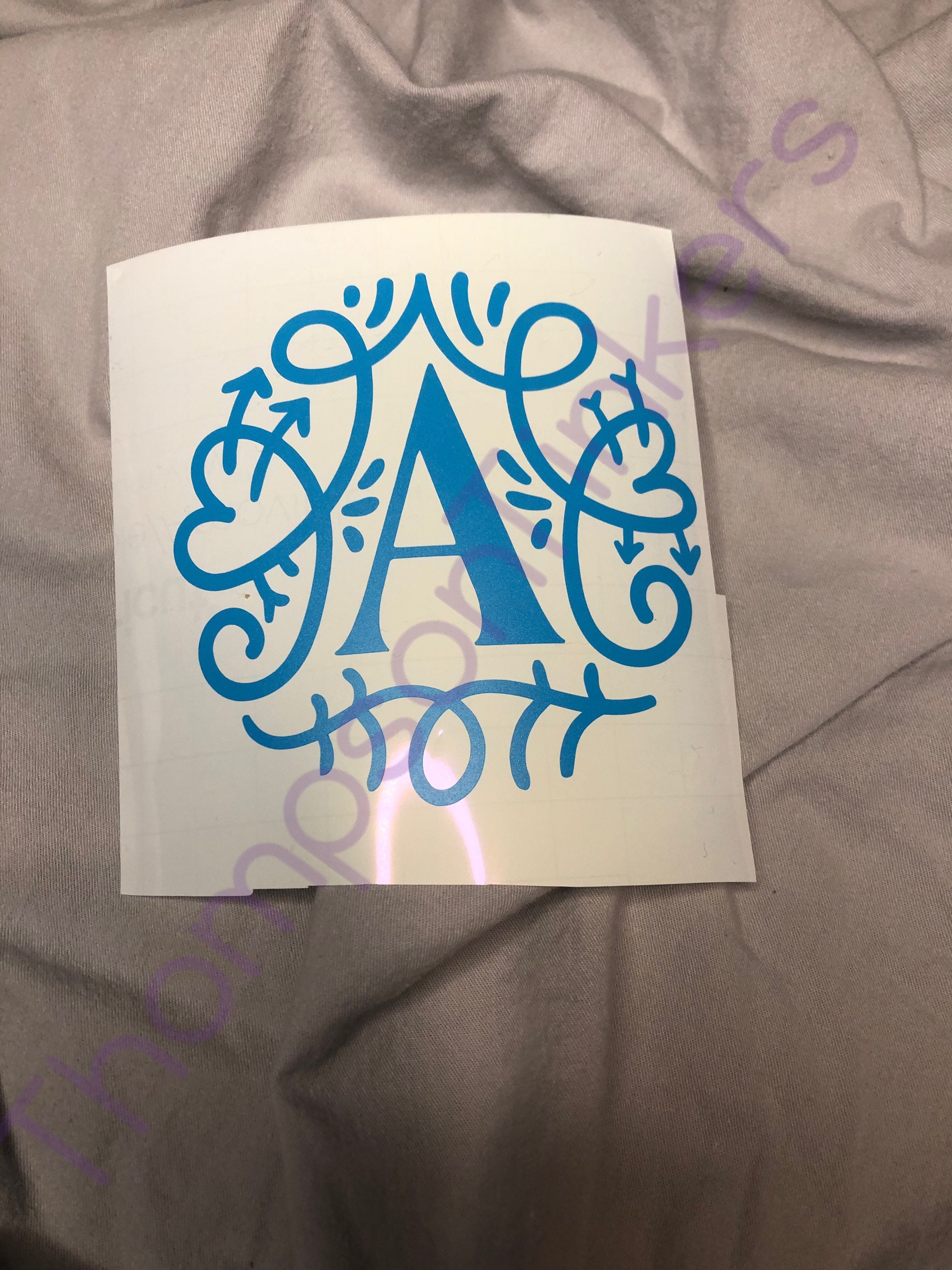 Fancy Single Letter Monogram Sticker | Etsy