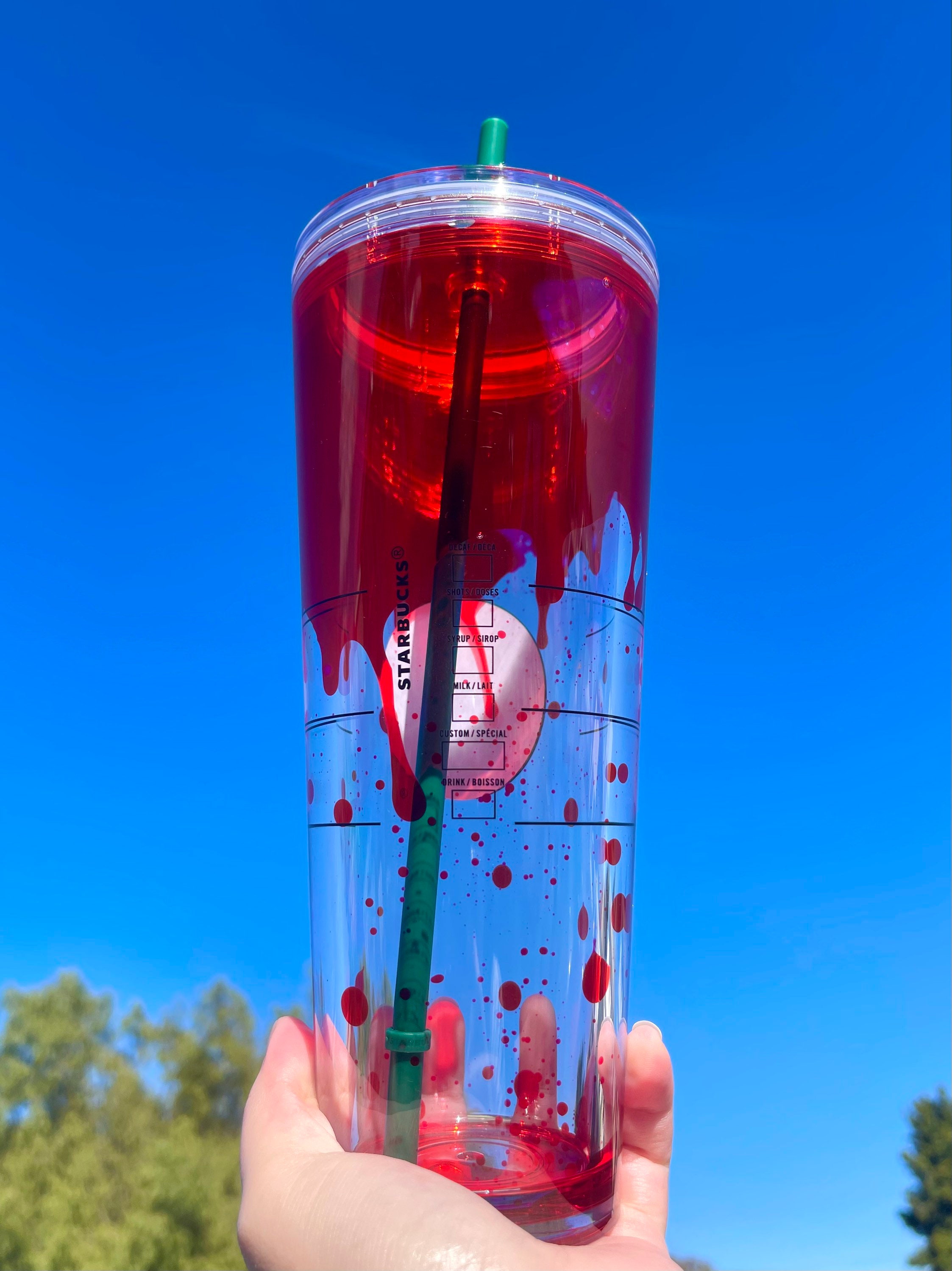 Spooky Blood Drip Tumbler With Holographic Red Vinyl Skeleton - Etsy