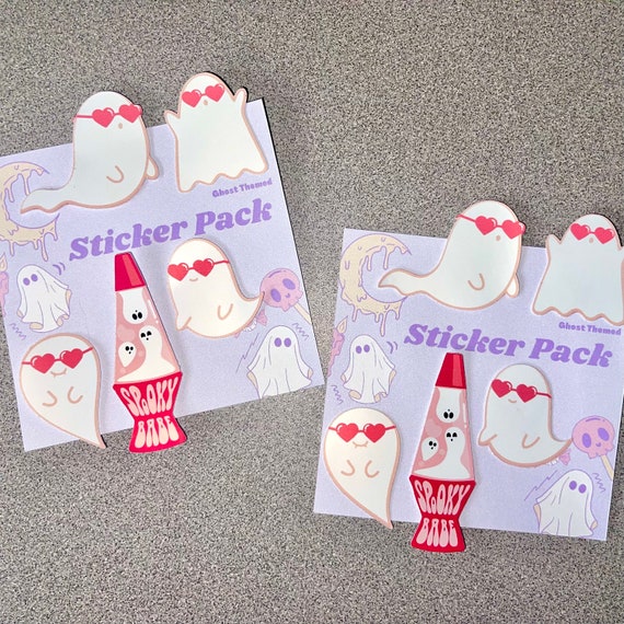 Cute Ghost Themed Sticker Pack 5 Included - Etsy
