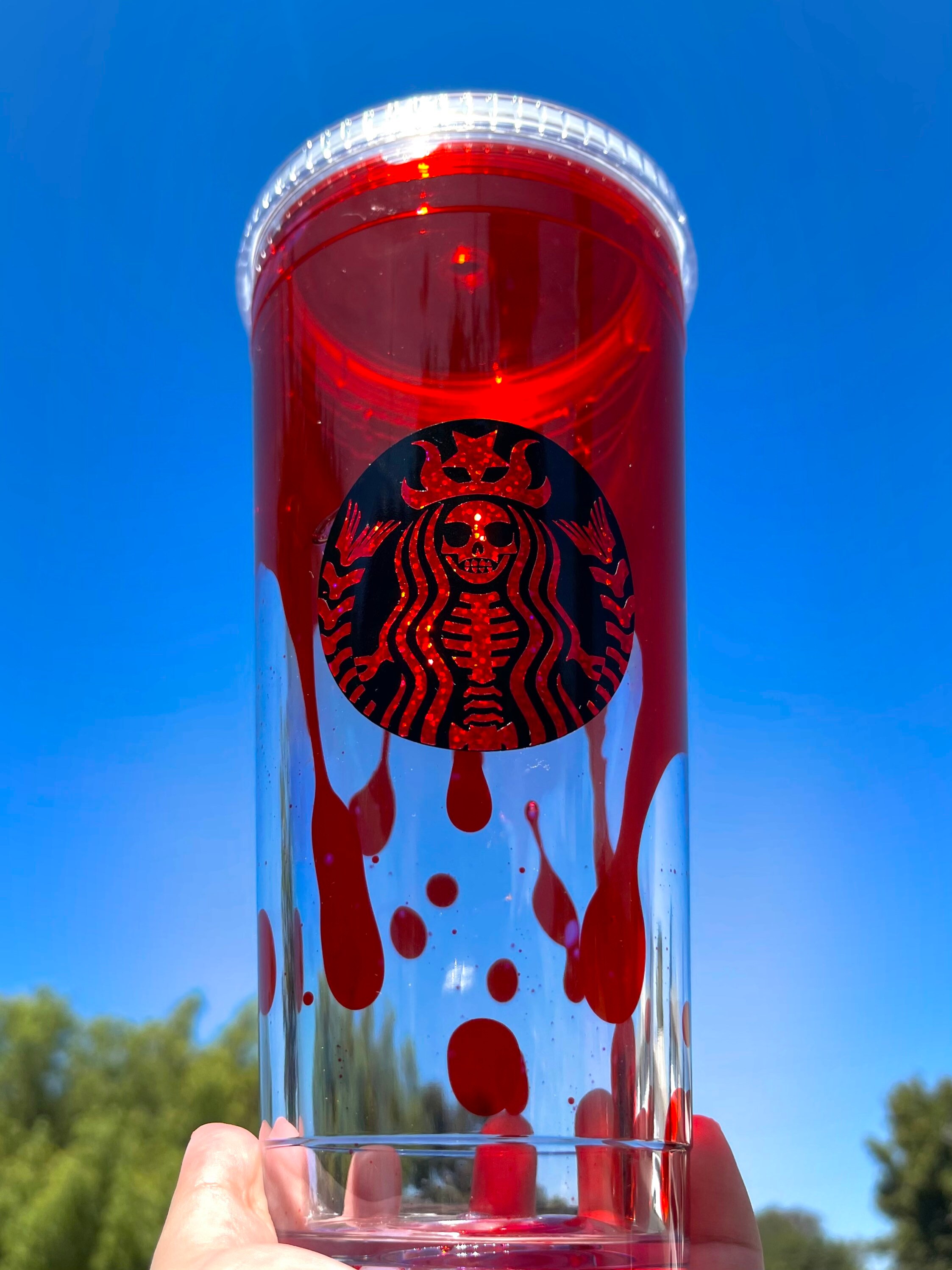 Blood Drip Tumbler With Holographic Red Vinyl Skeleton Design | Etsy