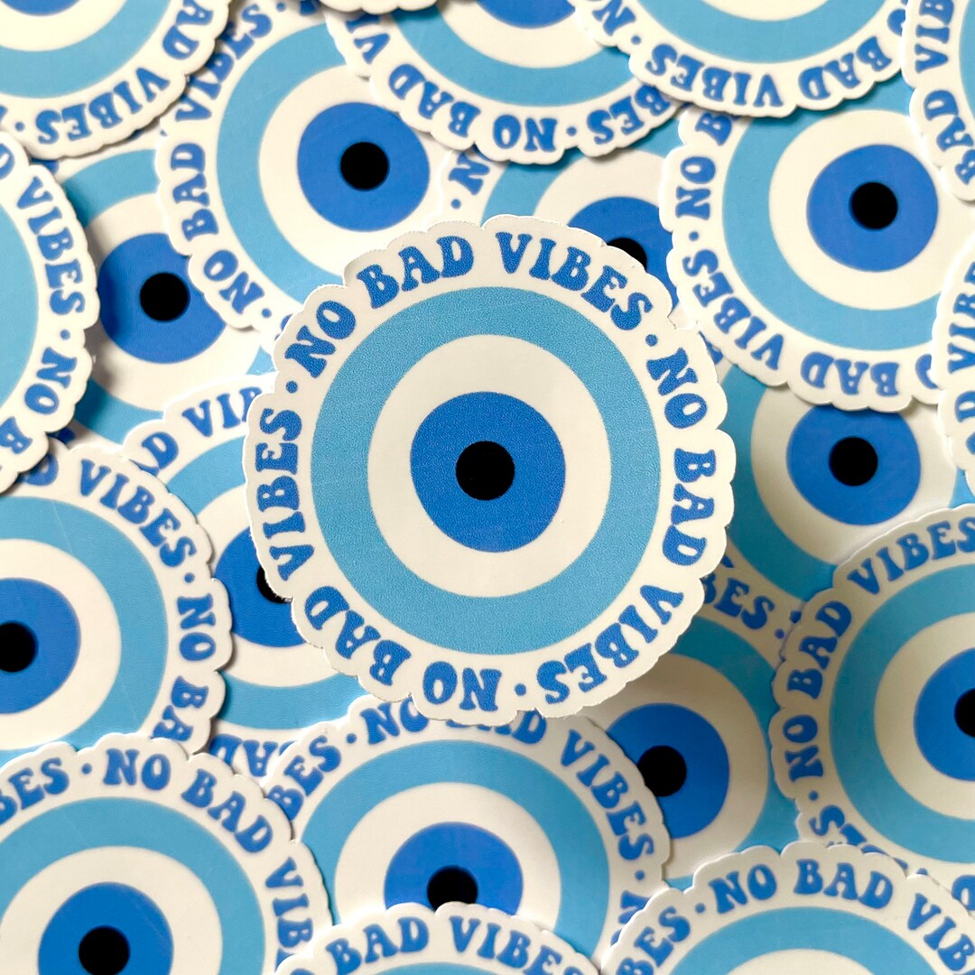 Evil Eye Sticker no Bad Vibes blue - Etsy