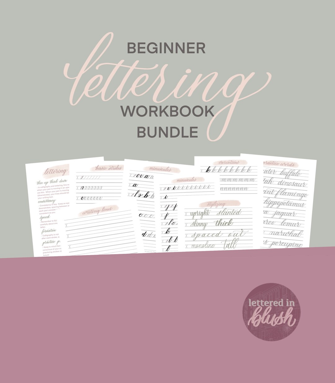 Calligraphy Workbook Digital Download | Lettering Worksheets ...