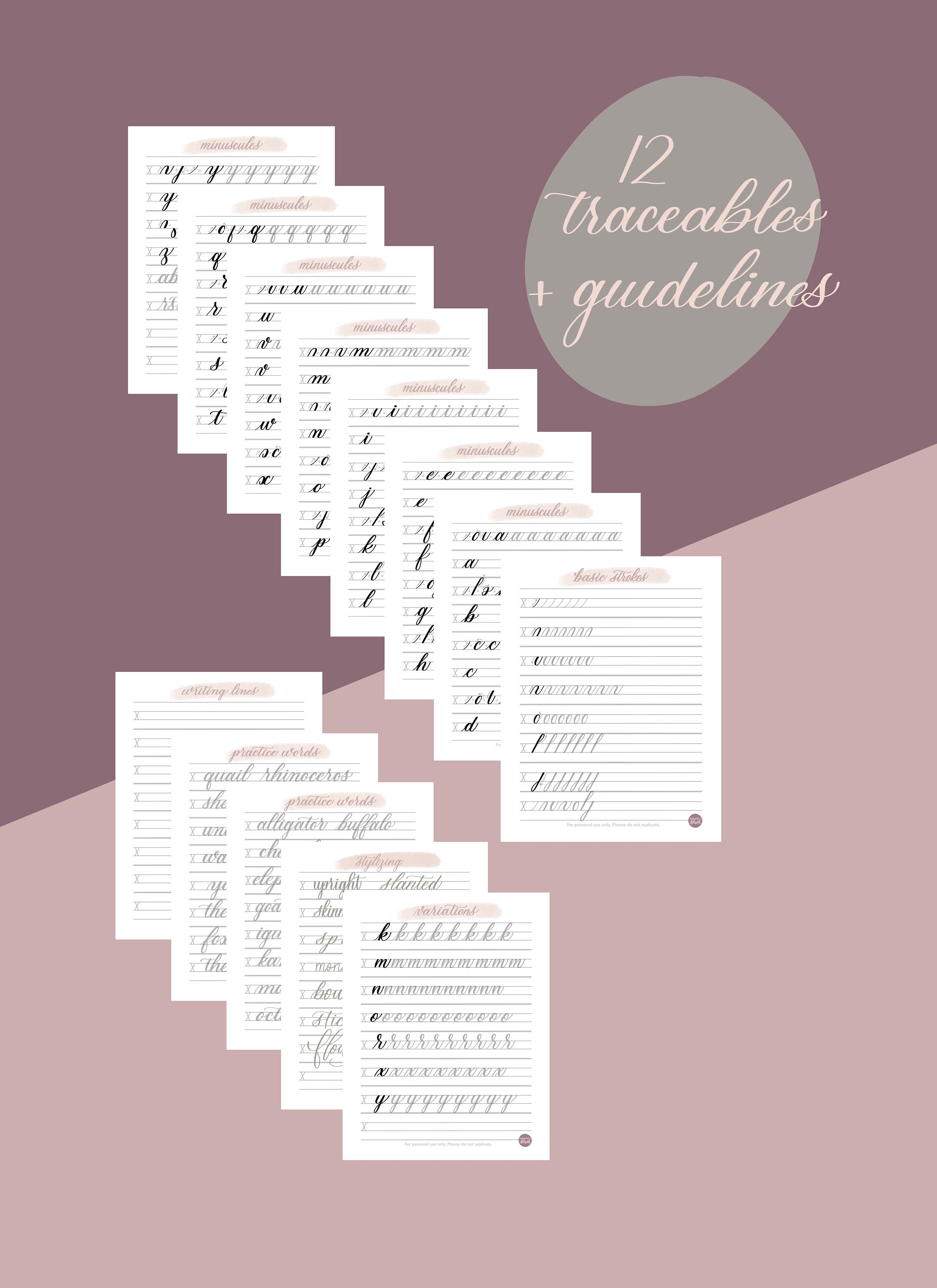 Calligraphy Workbook Digital Download | Lettering Worksheets ...