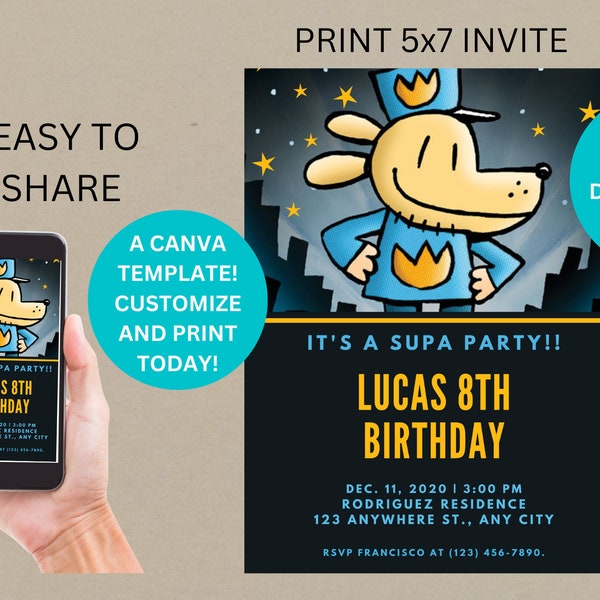 Dogman Birthday Invitation - Etsy