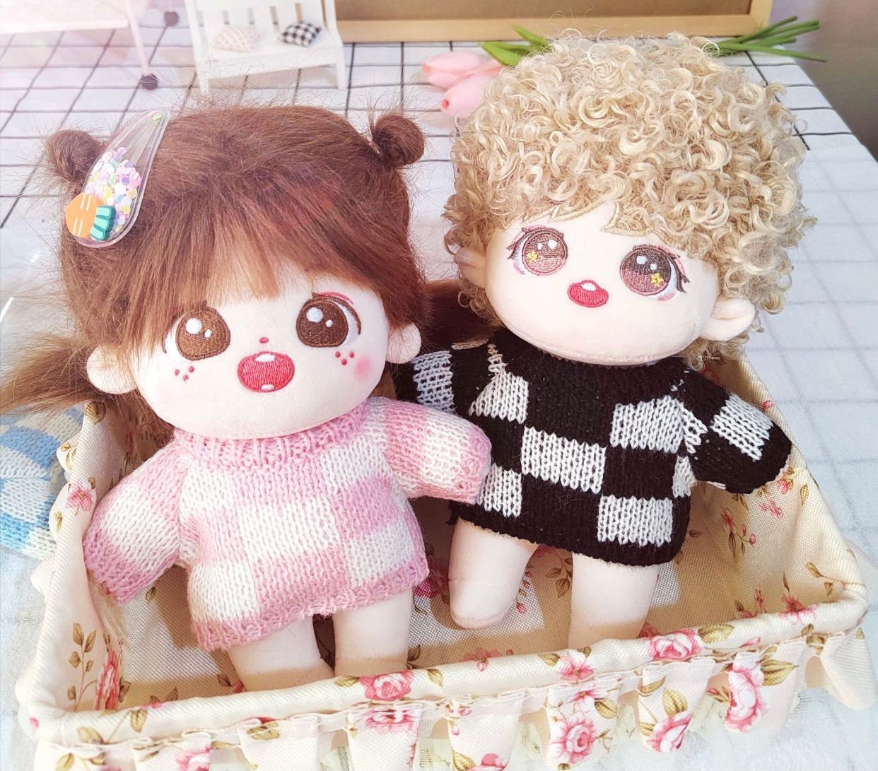 20cm Cotton Doll Clothes Plaid Sweater Coat 20cm Doll Sweater - Etsy