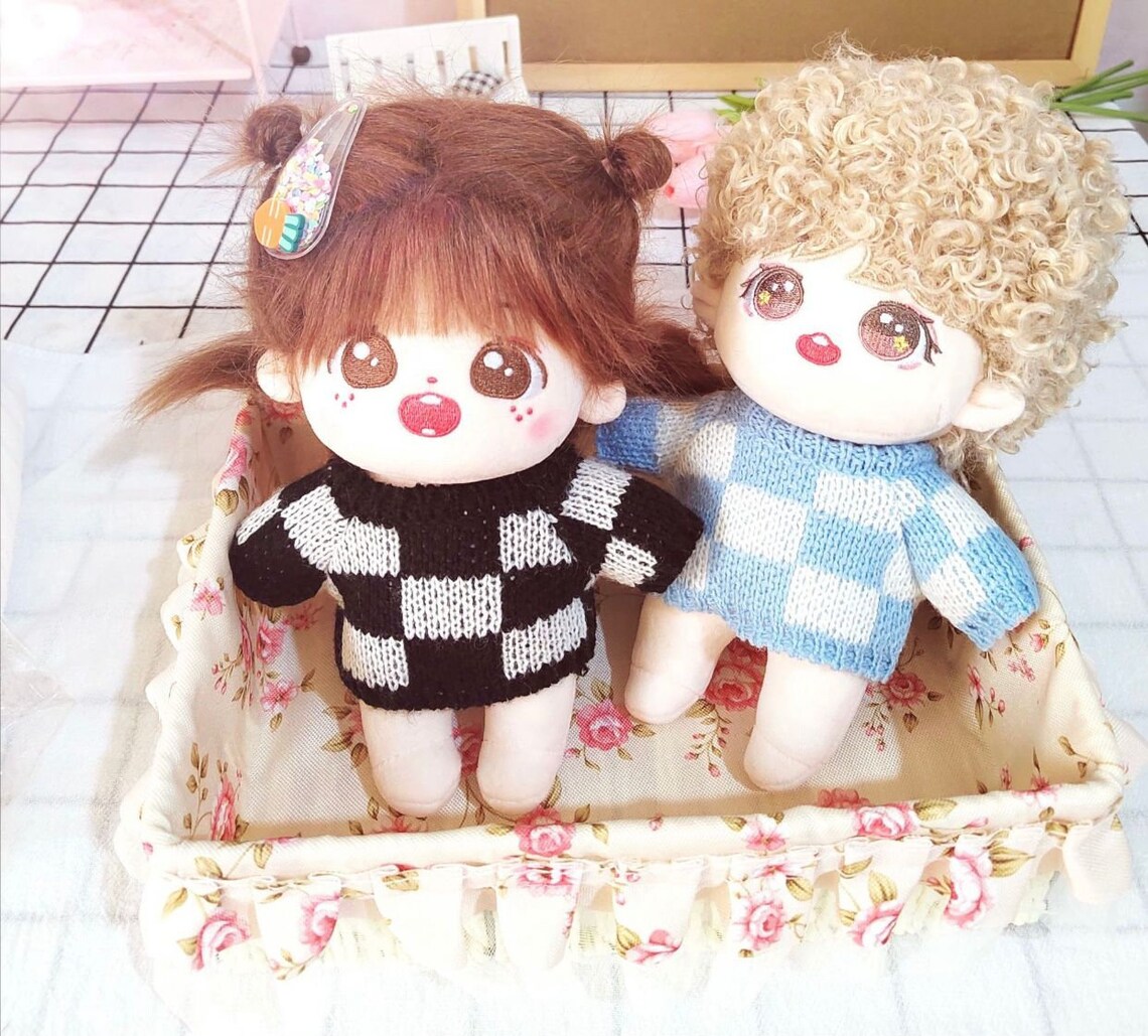 20cm Cotton Doll Clothes Plaid Sweater Coat 20cm Doll Sweater - Etsy