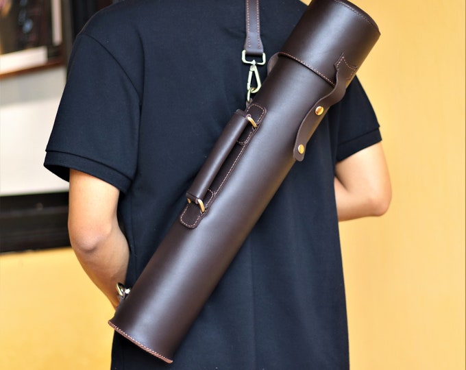 Handmade Leather Document Tube: Espresso Brown Blueprint & Art Print ...