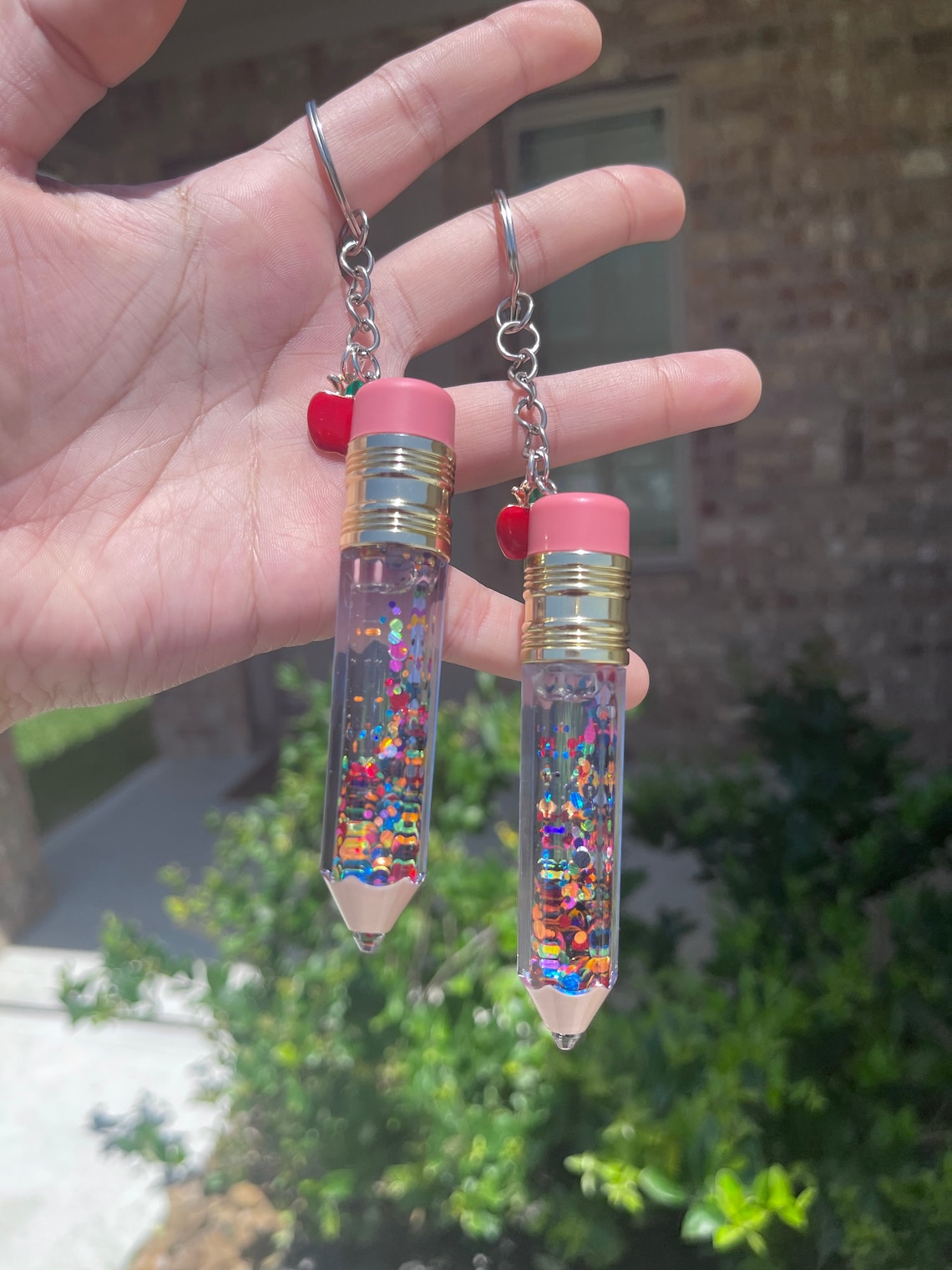 Rainbow Glitter Snow-globe Pencil Keychain - Etsy