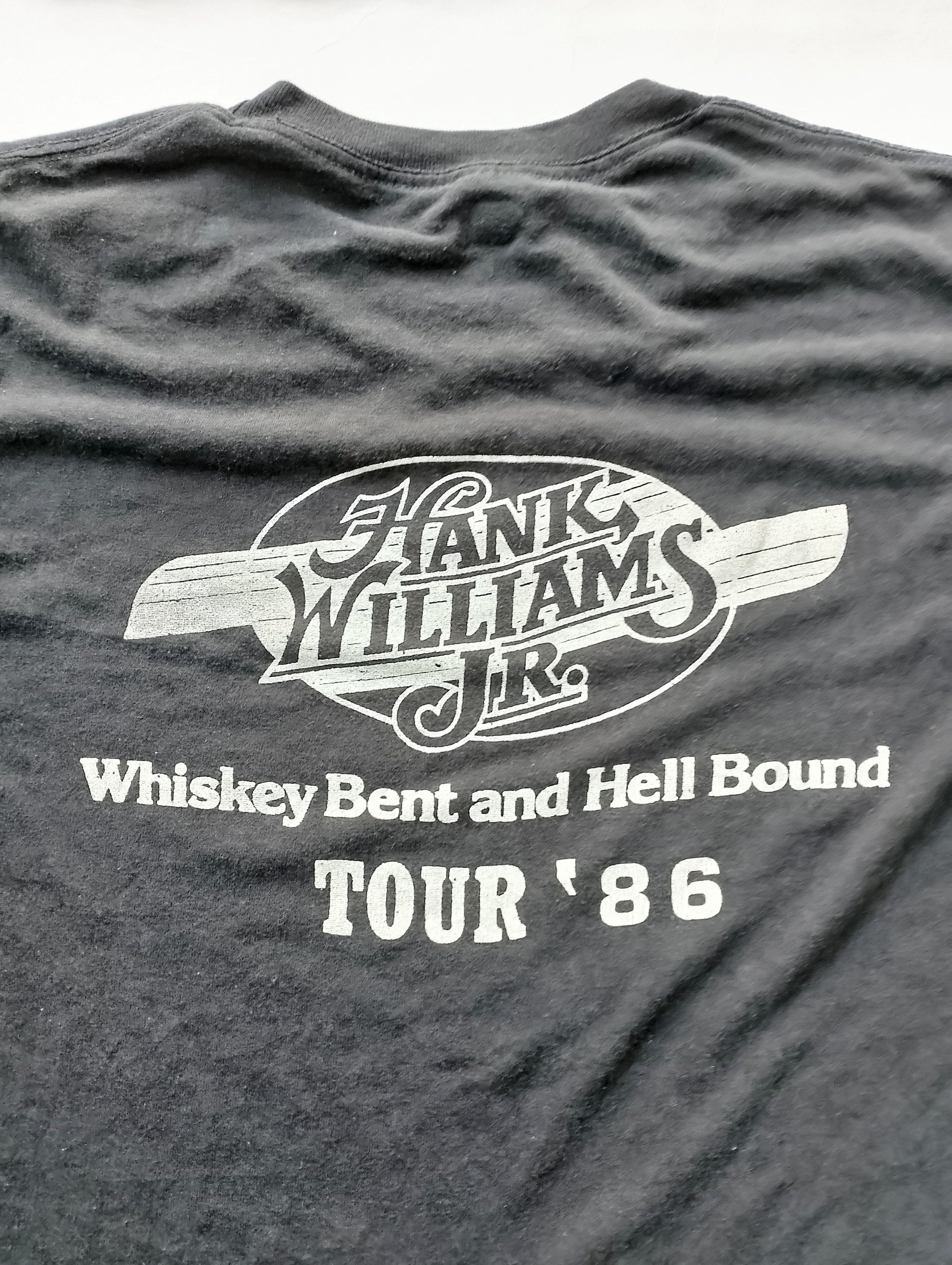 Vintage 1986 Bocephus Hank Williams Jr. Whiskey Bent and Hell Bound Tour T Shirt Size M (W 18 X ...
