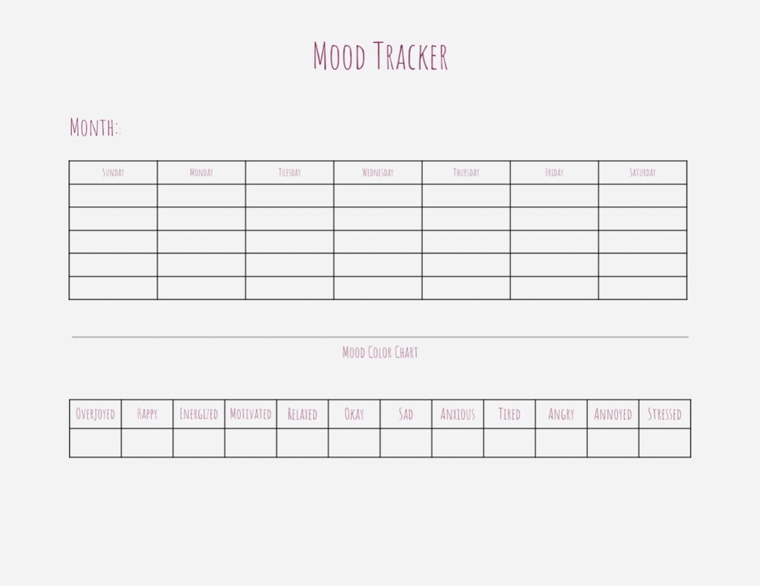 Printable Mood Tracker, Digital Pastel Self Color Coding - Etsy