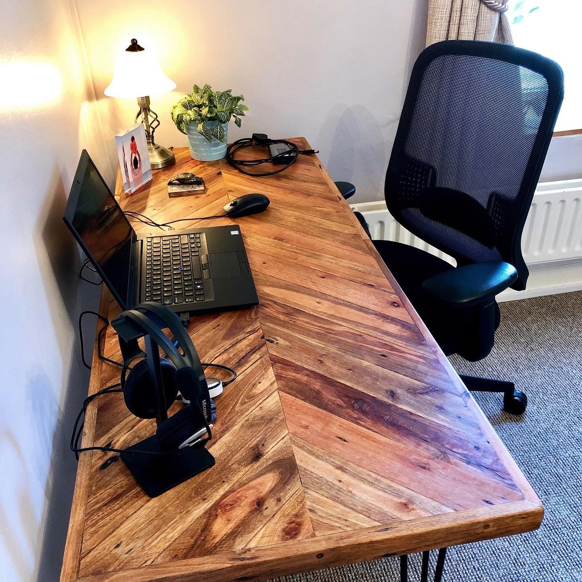 Handcrafted Solid Oak Chevron Desk - Etsy UK
