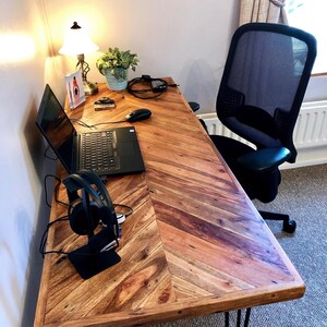 Handcrafted Solid Oak Chevron Desk - Etsy