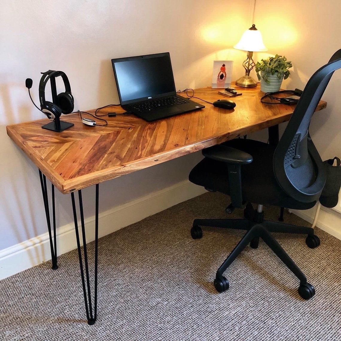 Handcrafted Solid Oak Chevron Desk - Etsy UK
