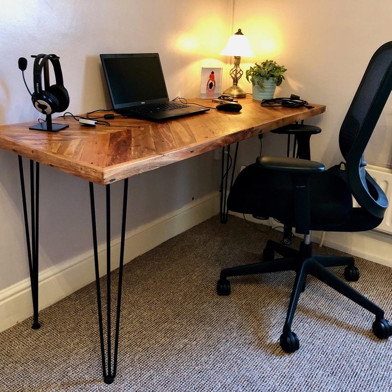 Handcrafted Solid Oak Chevron Desk - Etsy UK