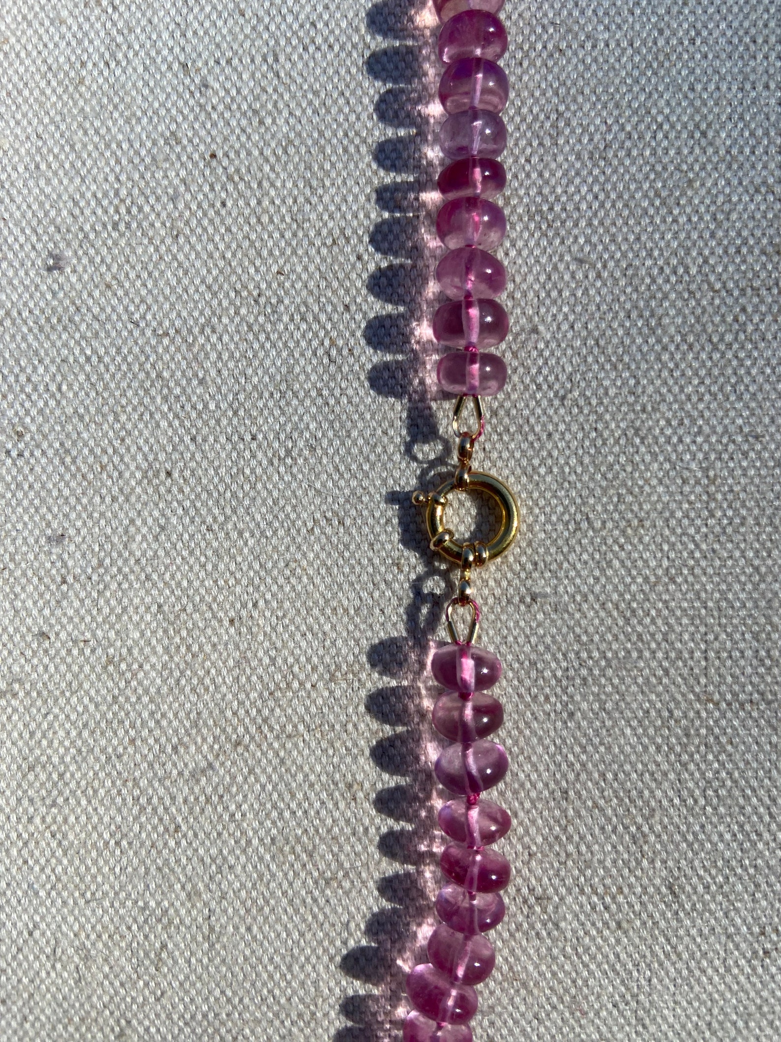 Barbie Pink Topaz Gemstone Necklace | Hand Knotted on Silk | 14k Solid ...
