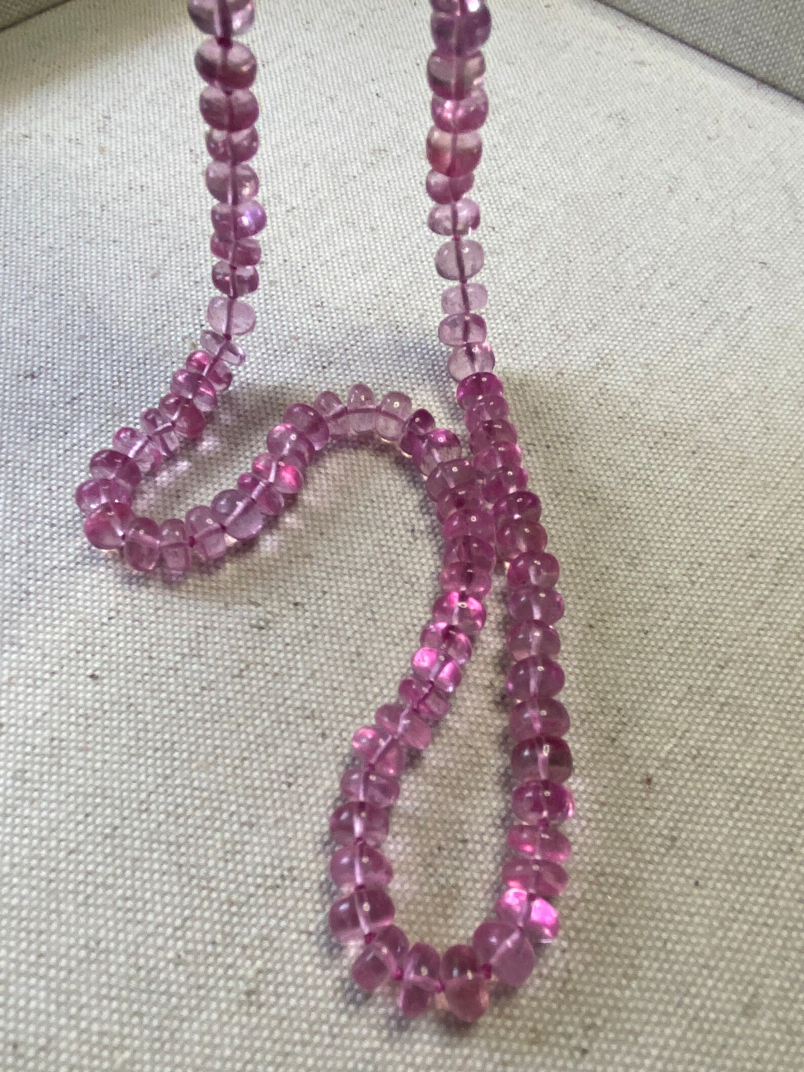Barbie Pink Topaz Gemstone Necklace | Hand Knotted on Silk | 14k Solid ...