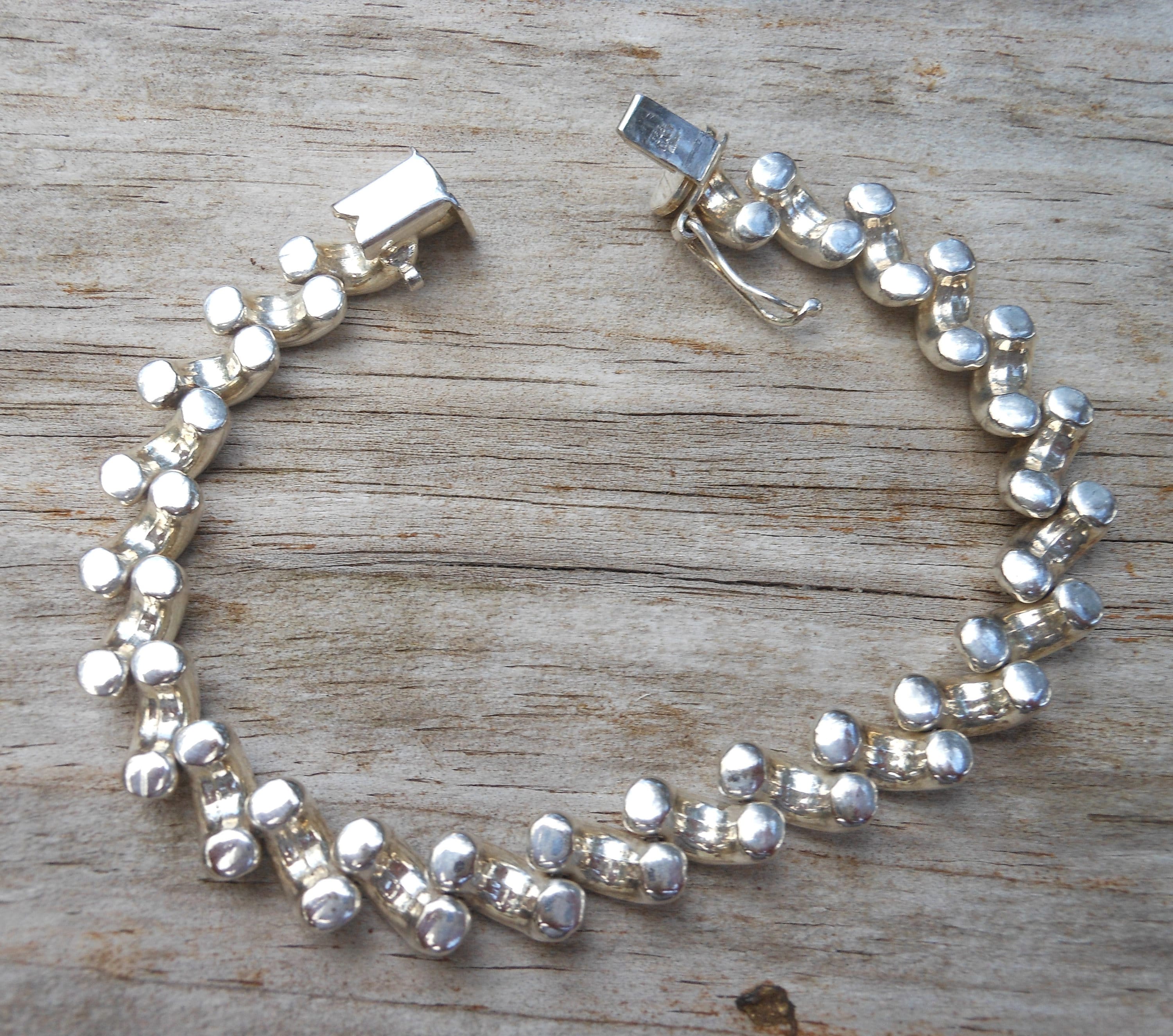 Vintage Sterling Link Bracelet - Etsy