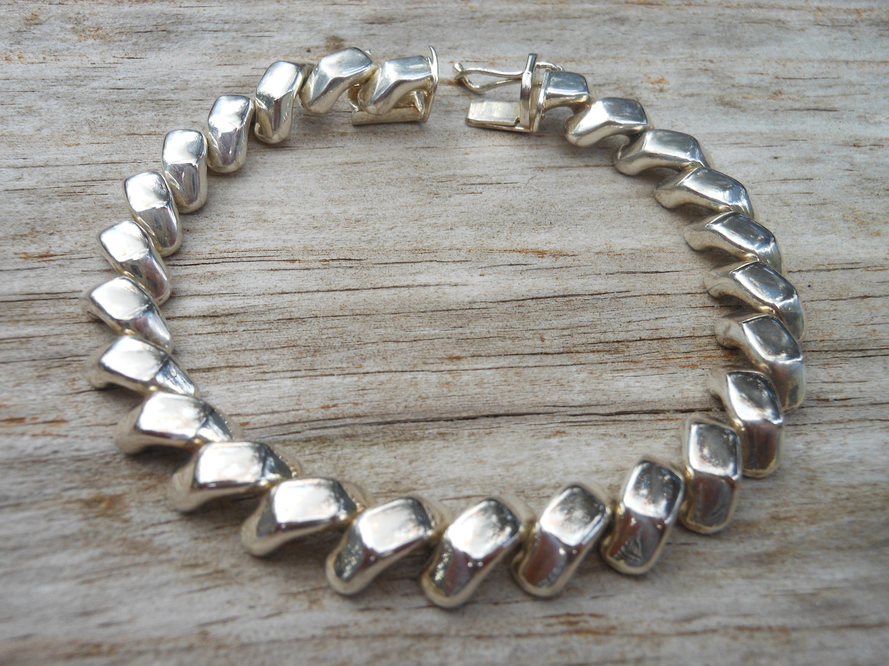 Vintage Sterling Link Bracelet - Etsy