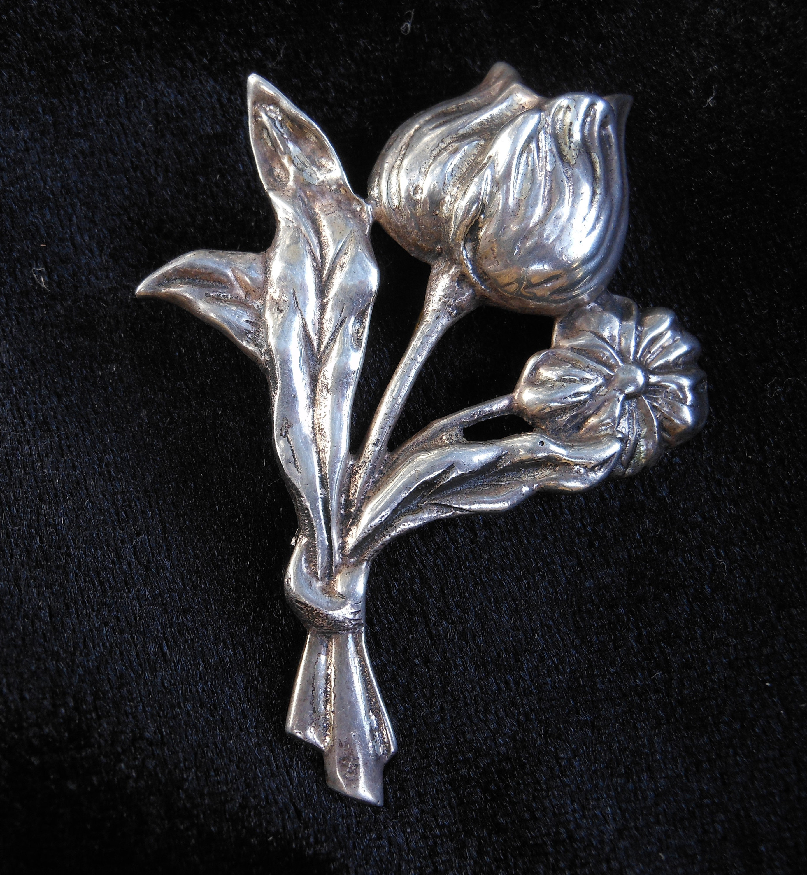 Vintage Sterling Floral Pin - Etsy