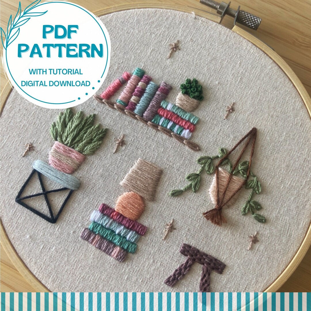 12 Book Reading Tracker Embroidery Pattern Digital PDF Tutorial ...