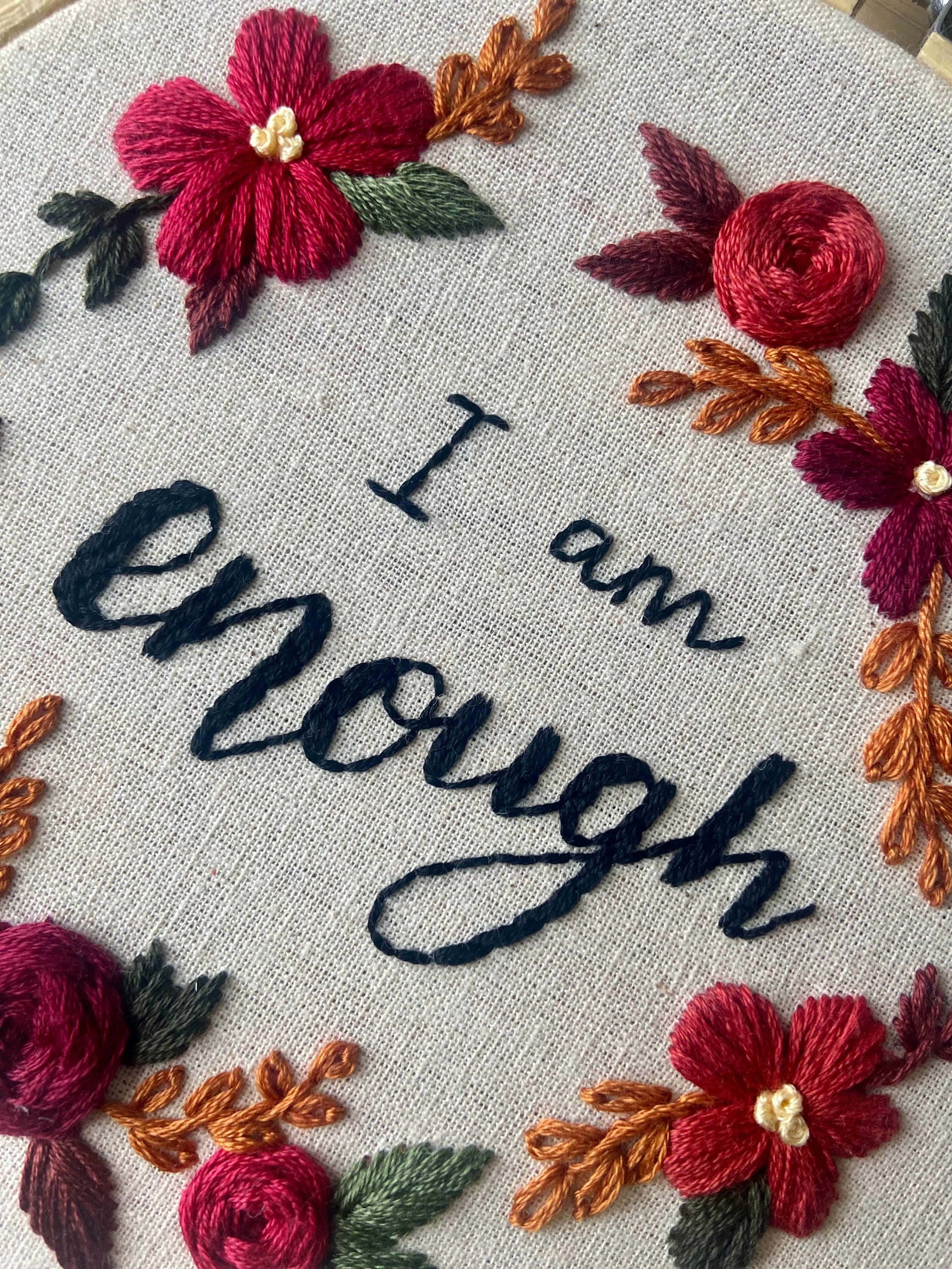 I Am Enough Positive Affirmation Digital PDF Embroidery Template ...