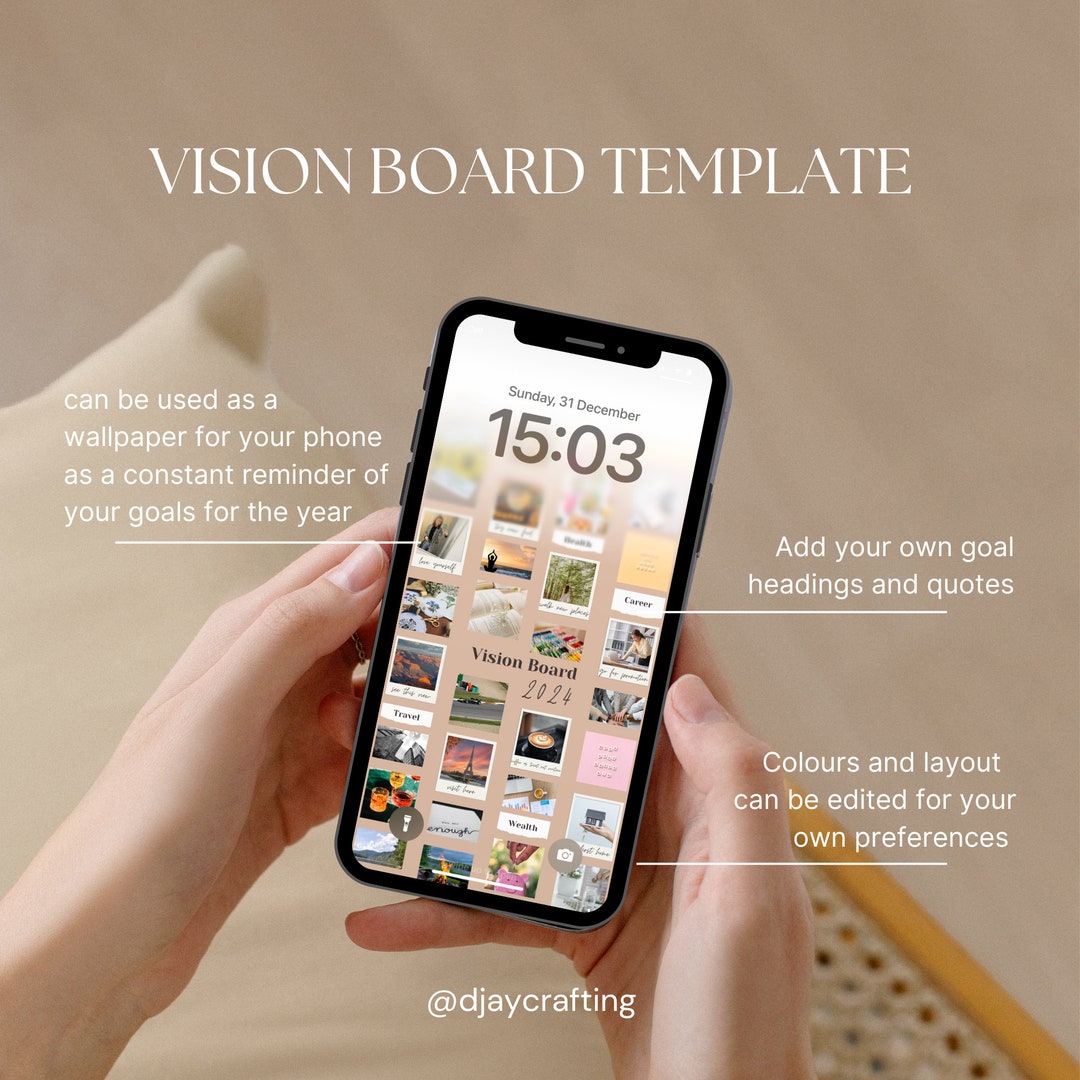 Vision Board Digital Download Template Compatible for iPhone Wallpaper ...