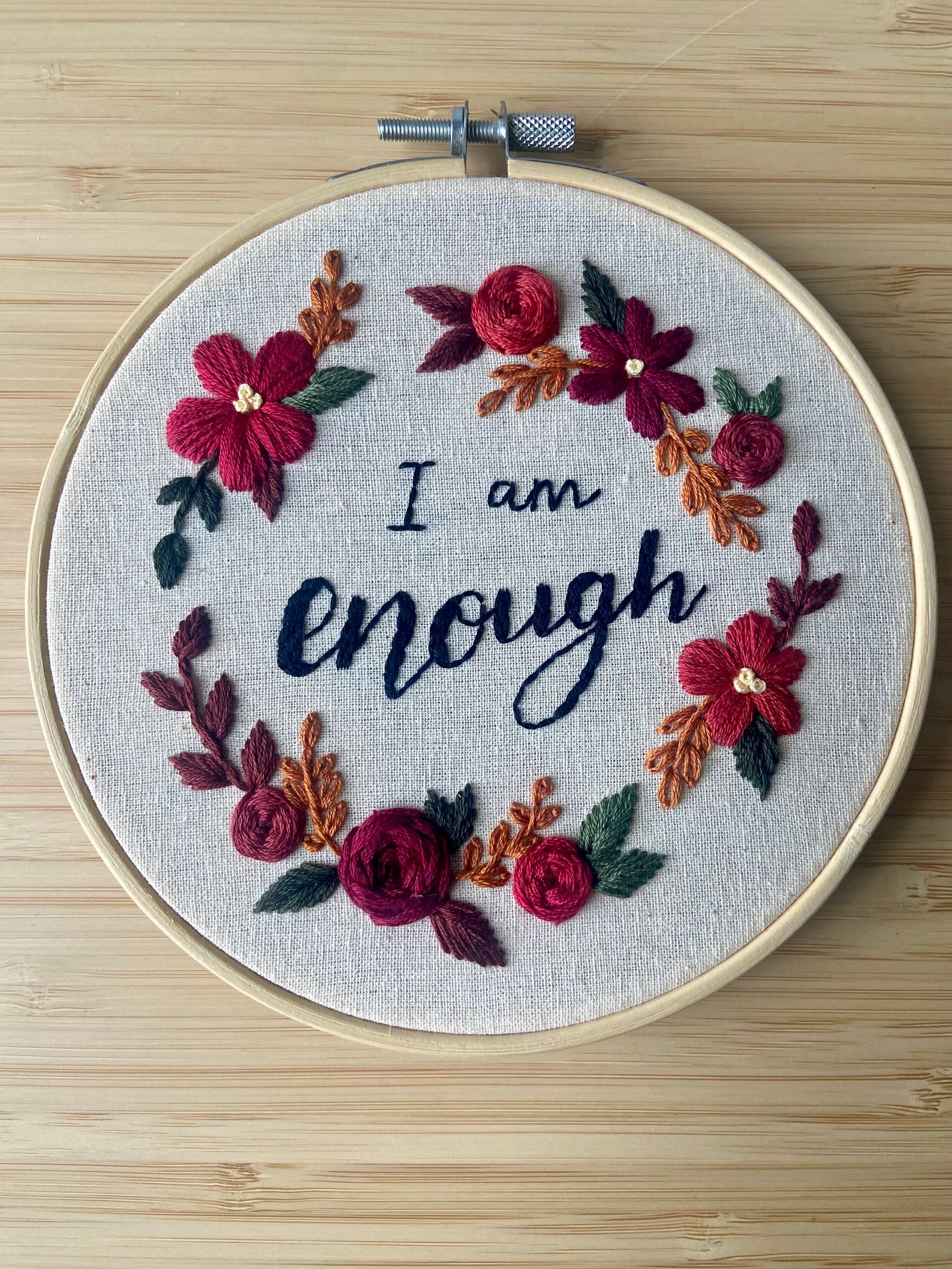 I Am Enough Positive Affirmation Digital PDF Embroidery Template ...