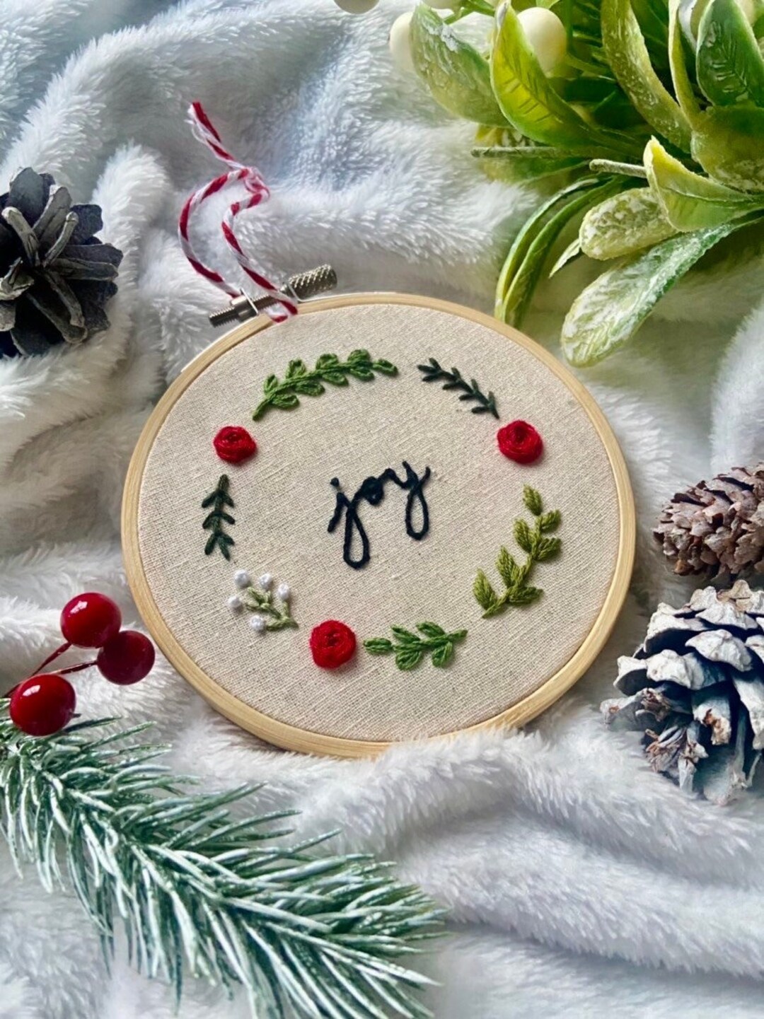 Customisable Christmas Word Embroidery Hoop Decoration Christmas ...