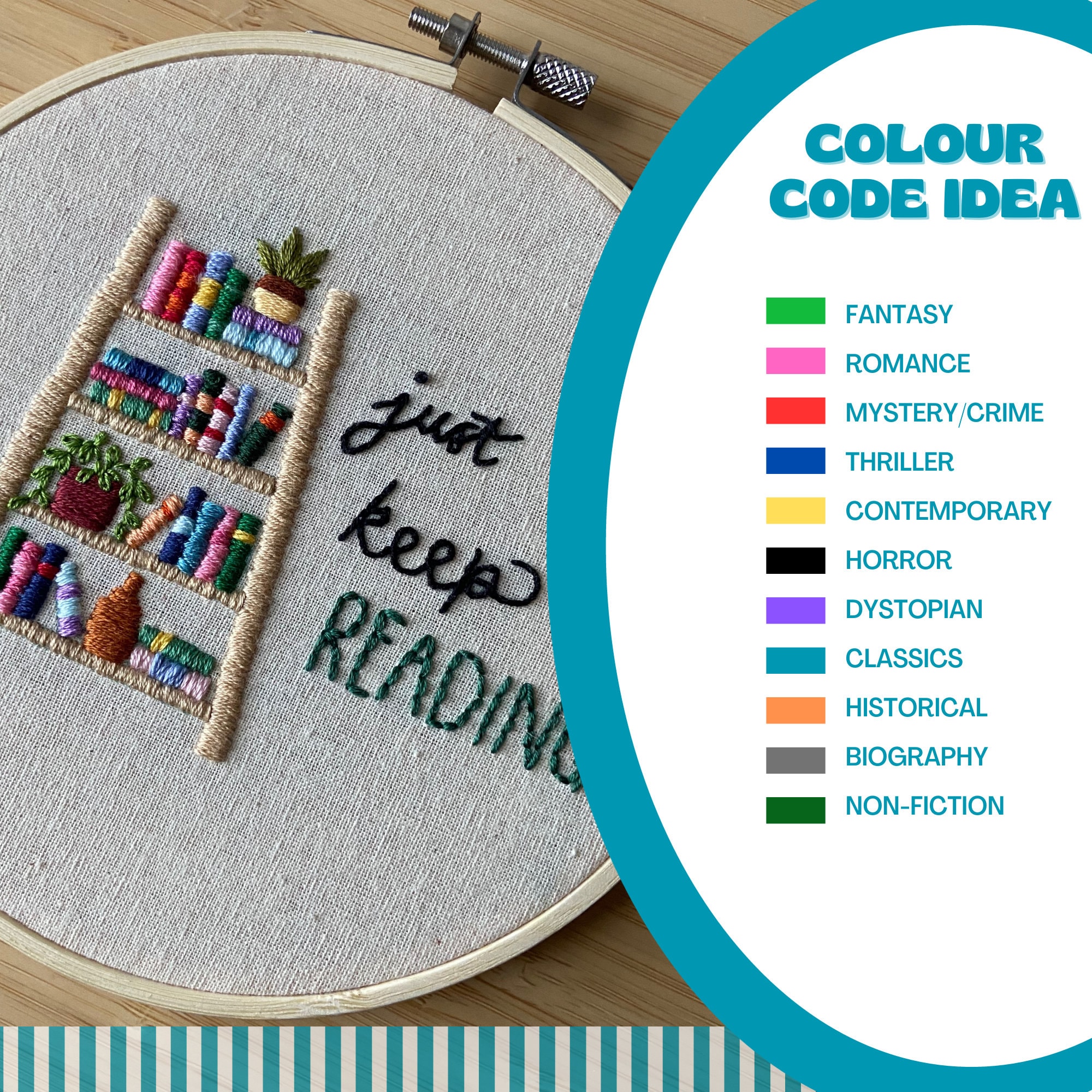 25 Book Reading Tracker Embroidery Pattern Digital PDF Tutorial ...